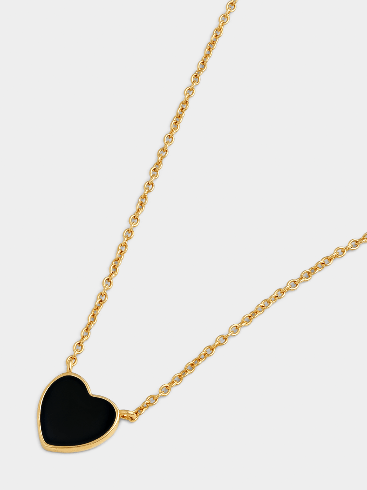 Gold Plated Sterling Silver Black Enamel Heart Pendant | Bash