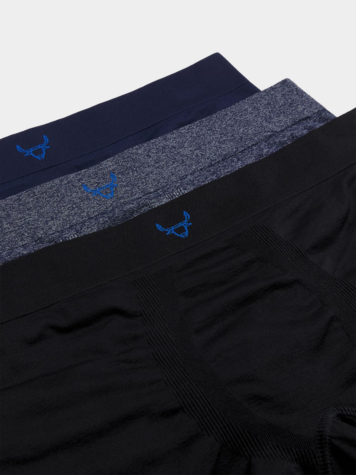 Exact Men's Navy & Black 3-Pack Seamless Trunks | Bash