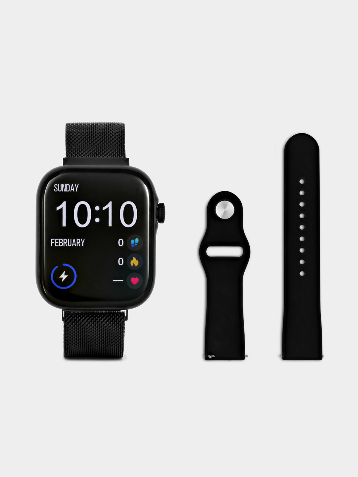 Tempo Pulse 12.0 Black Plated Square Mesh & Black Silicone Smart Watch ...