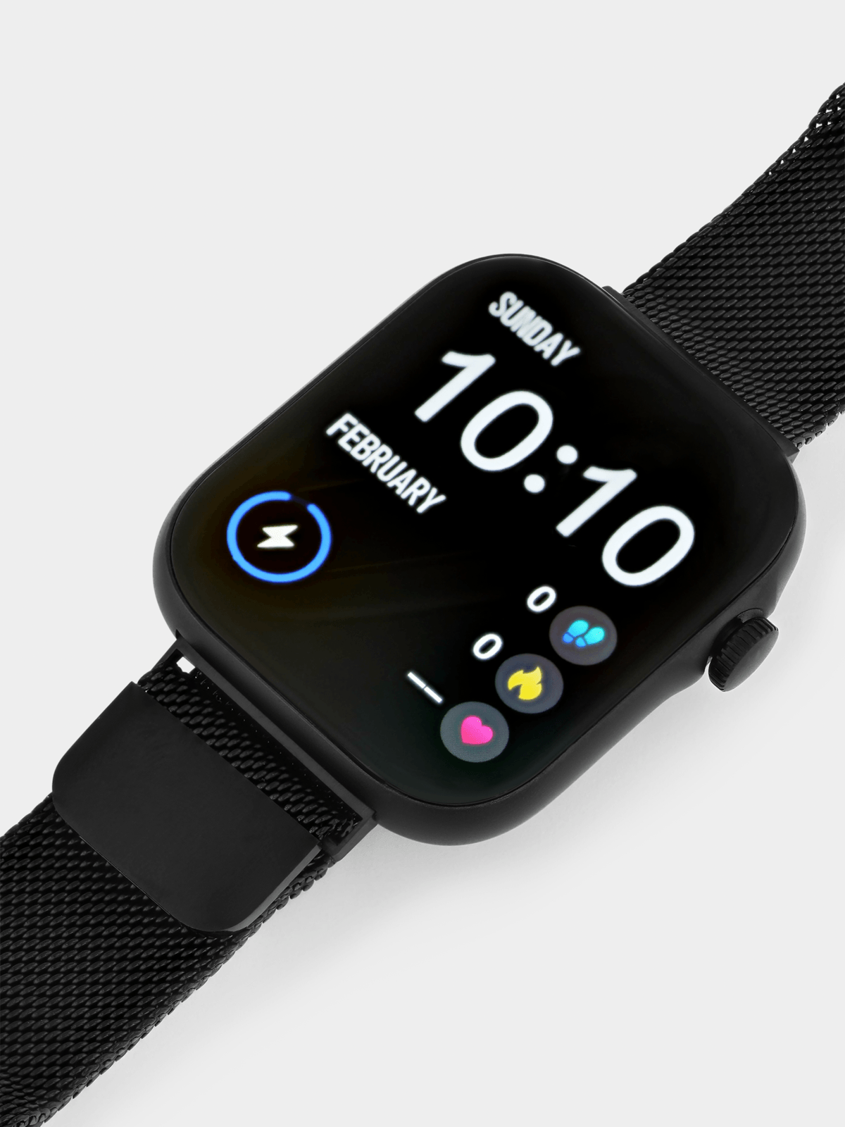 Tempo Pulse 12.0 Black Plated Square Mesh & Black Silicone Smart Watch ...