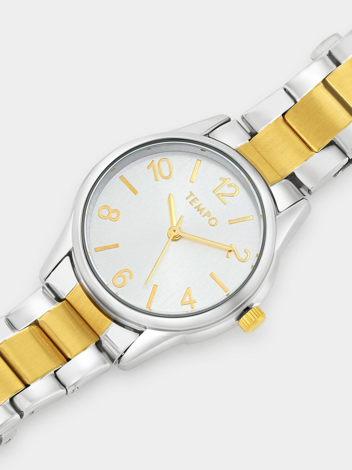 Tempo Gold Plated Silver Toned Dial Two-Tone Bracelet Watch | Bash