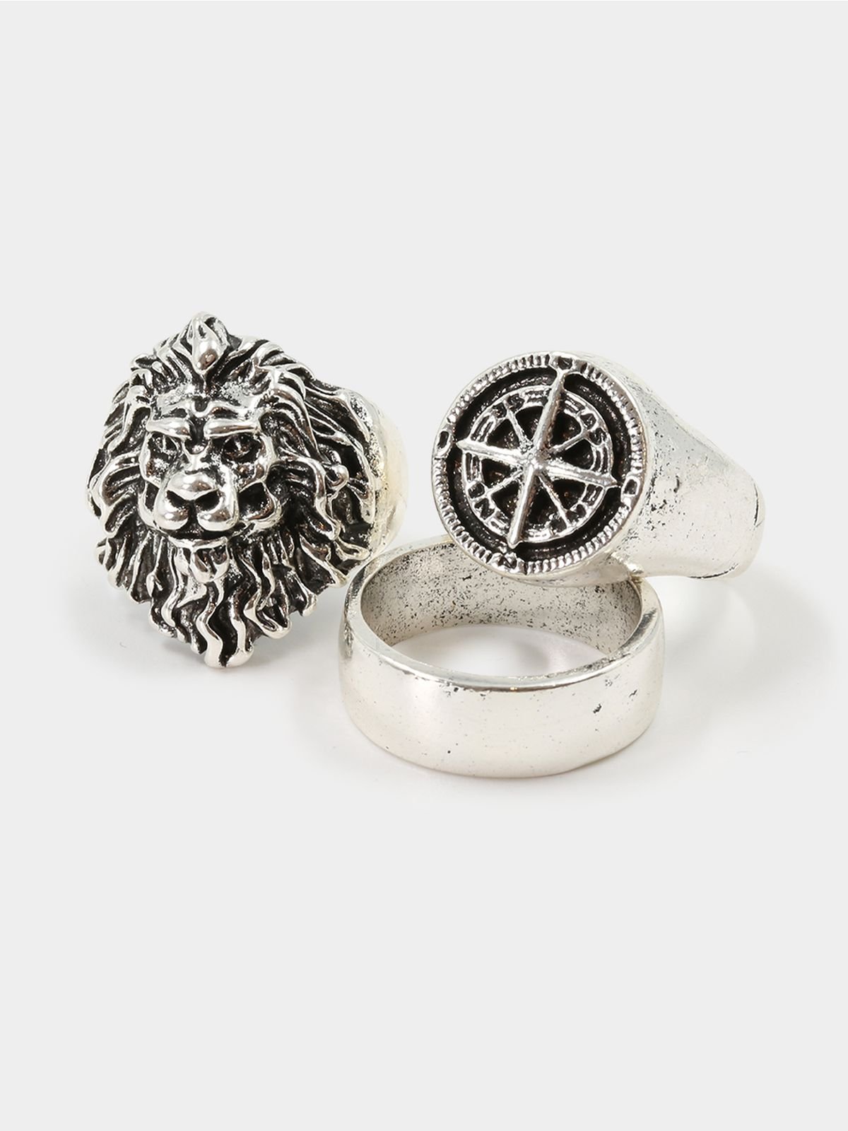 Markham Men's Mufusa/Compass/Signet Silver Ring Pack | Bash