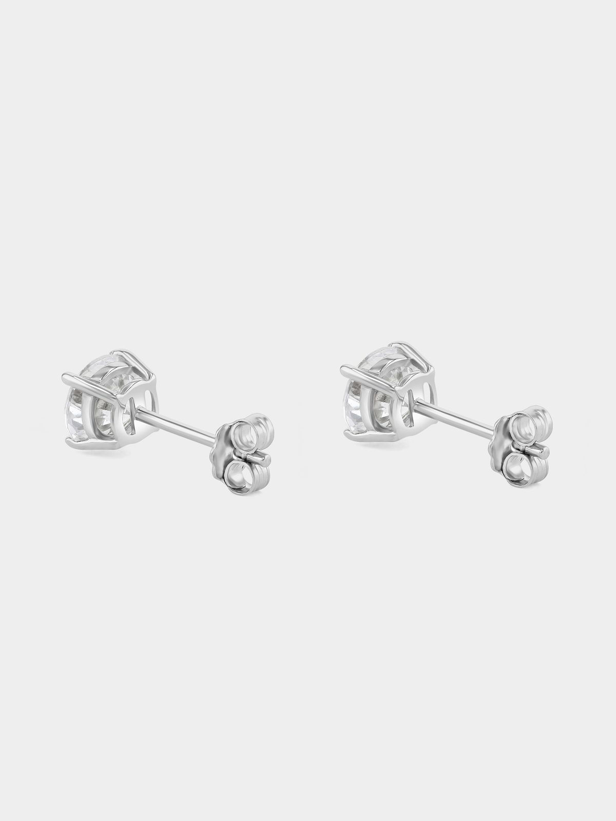 Sterling Silver Cubic Zirconia 6mm Round Studs | Bash