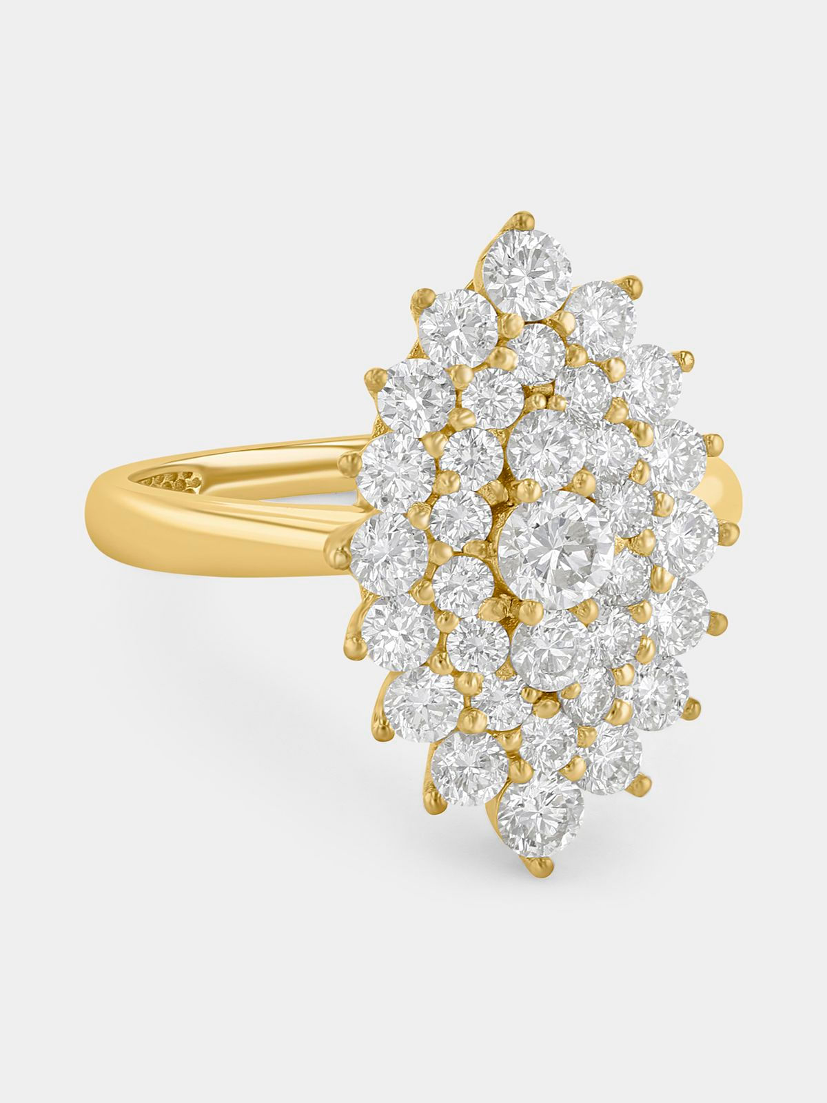 Yellow Gold 1.6ct Gold Lab Grown Diamond Marquise Cluster Ring | Bash