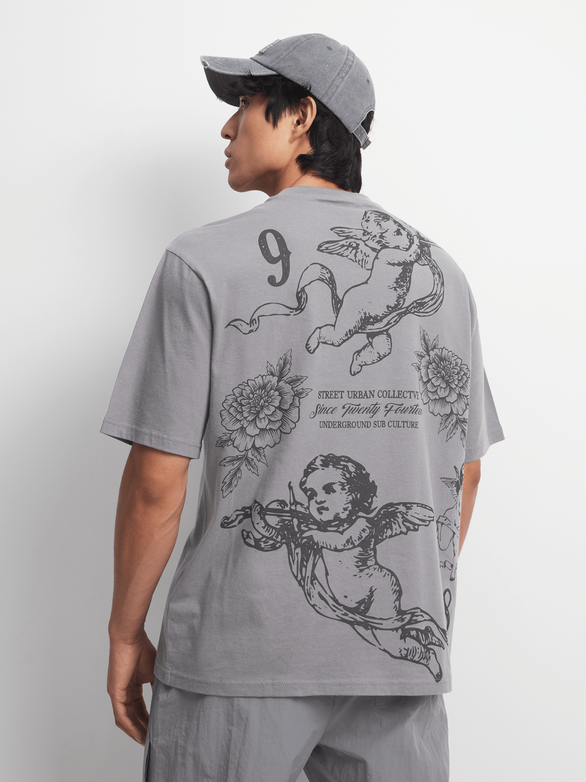 The FIX Men's Grey Dark Cupid Graphic Top | Bash