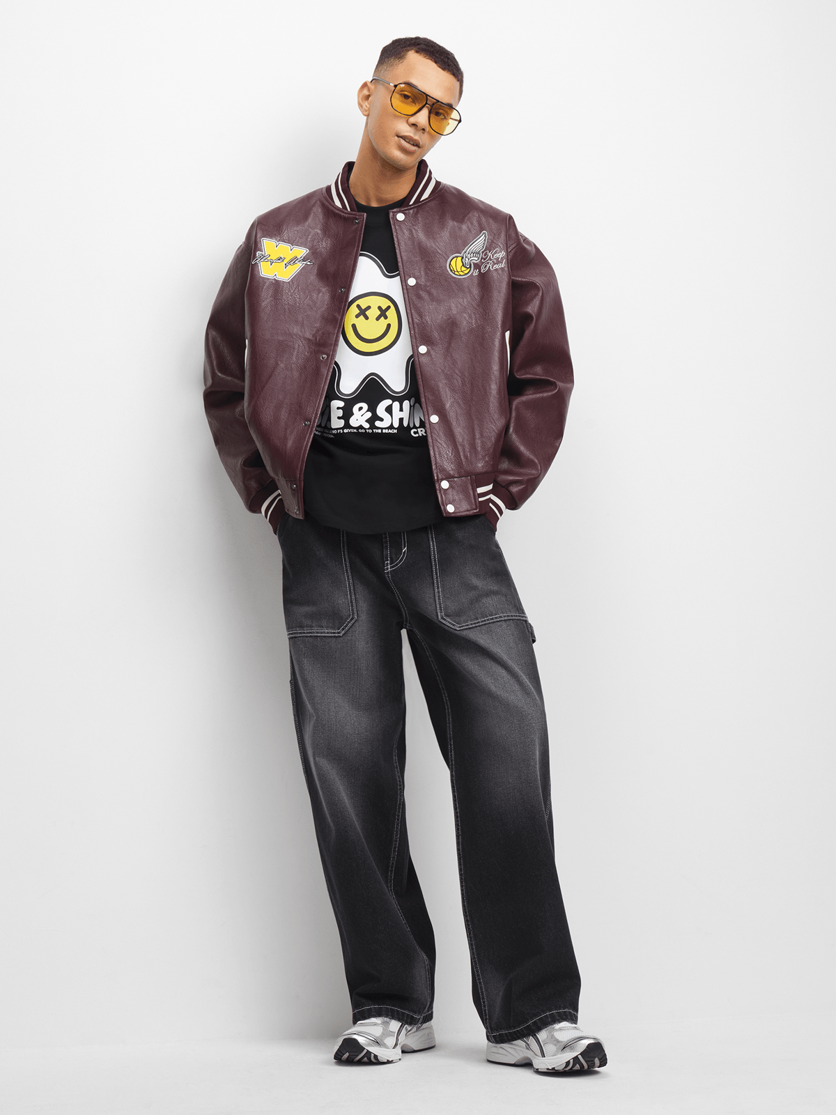 The FIX Men's Black Smiley Eggs Graphic Top | Bash