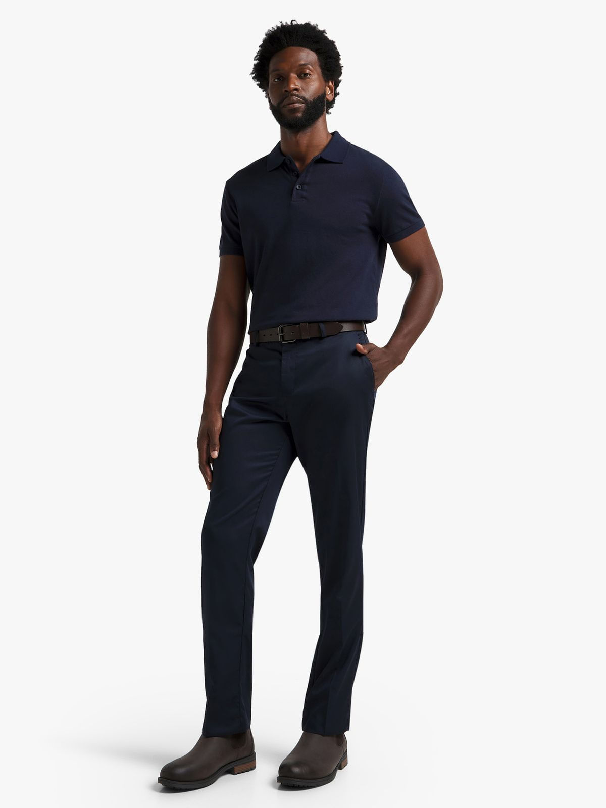 Jet Men's Formal Pleated Trousers in Dark Blue | Bash