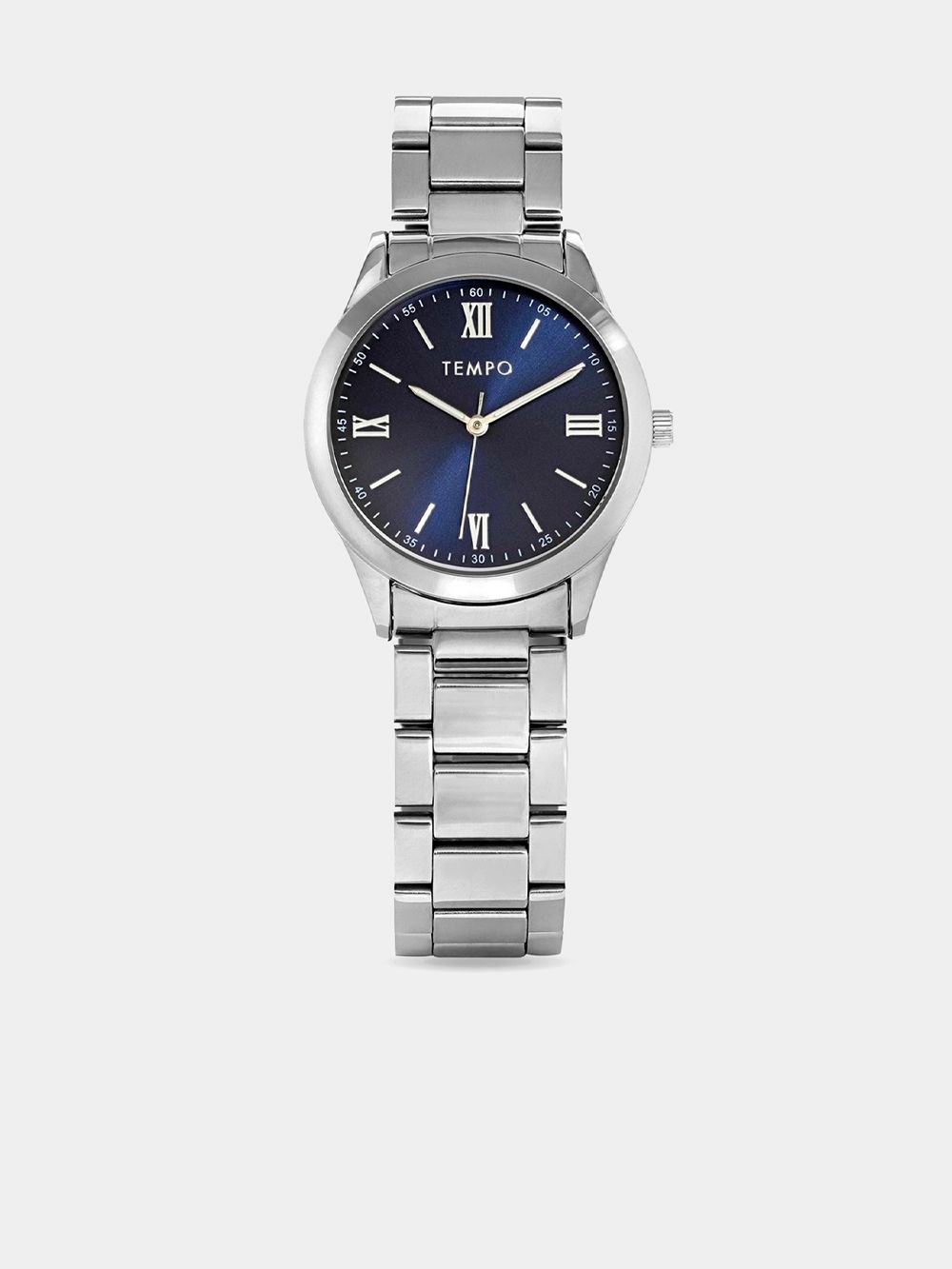Tempo Men’s Silver Tone Blue Dial Bracelet Watch | Bash