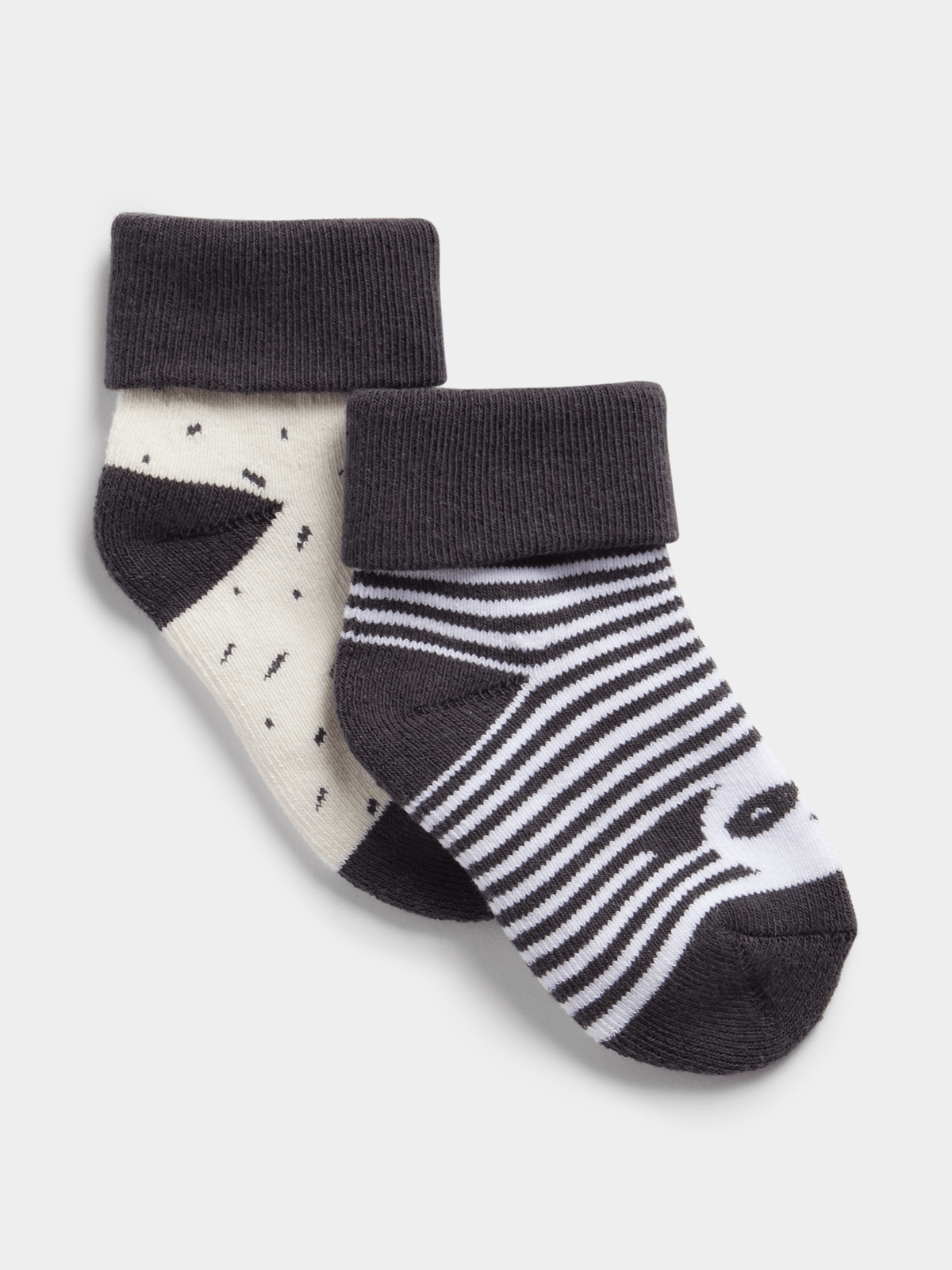 Jet Baby Boy Grey Panda Stripes 2 Pack Socks | Bash