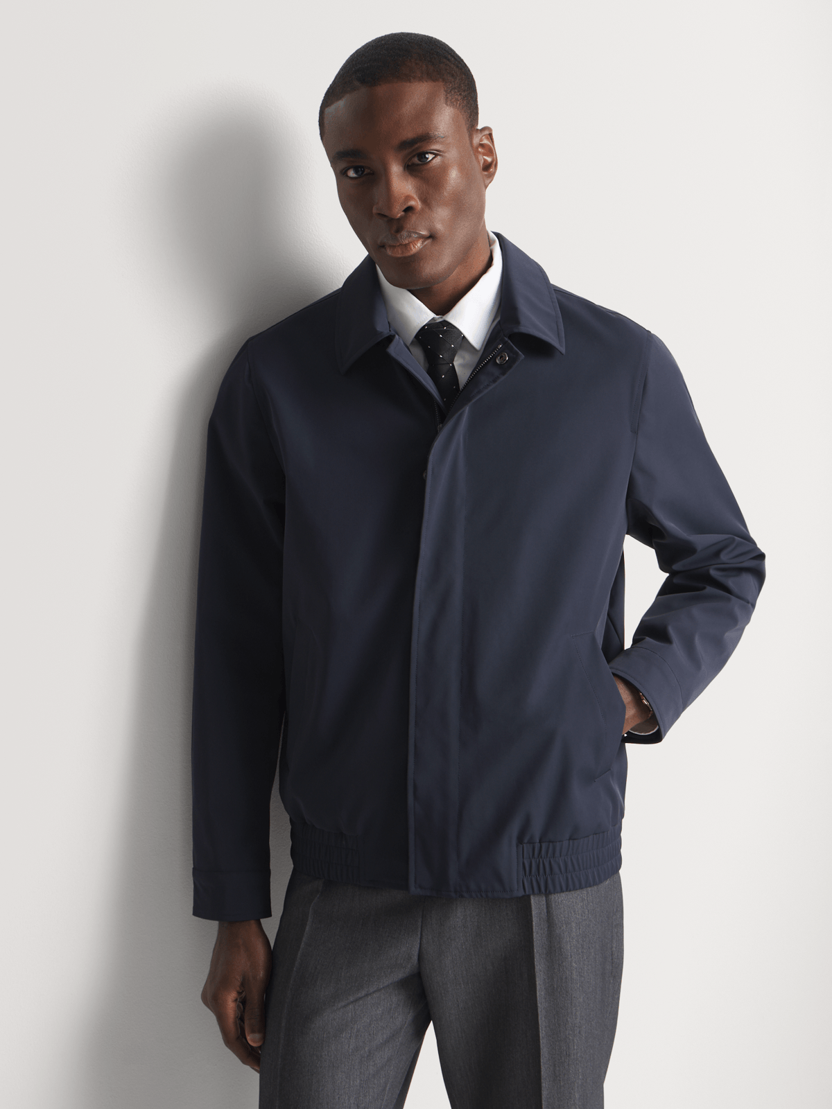 Fabiani Men's Navy Tech Harrington Jacket | Bash