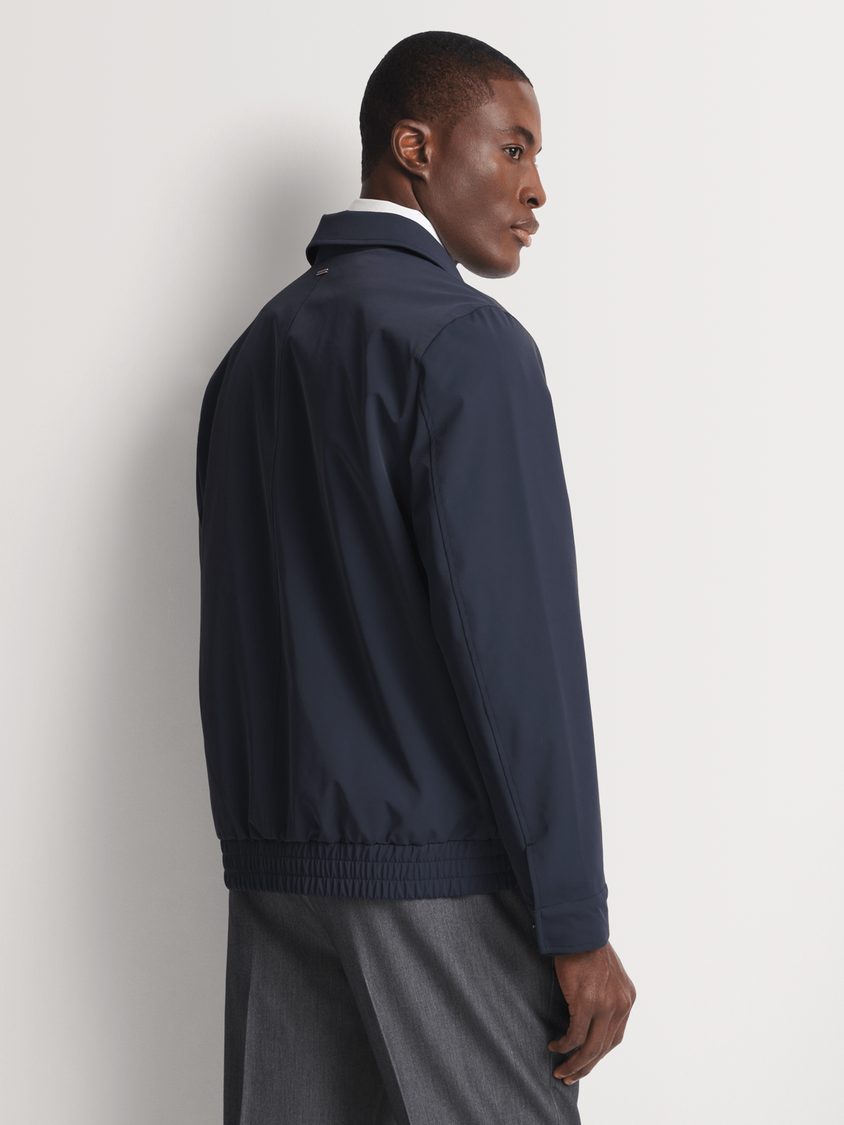 Fabiani Men's Navy Tech Harrington Jacket | Bash