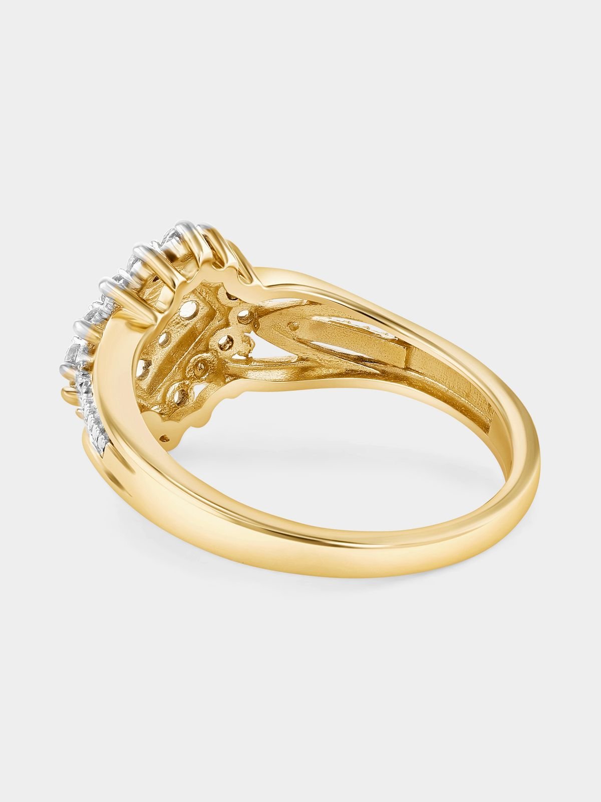Yellow Gold & Sterling Silver White Sapphire Marquise Cluster Ring | Bash