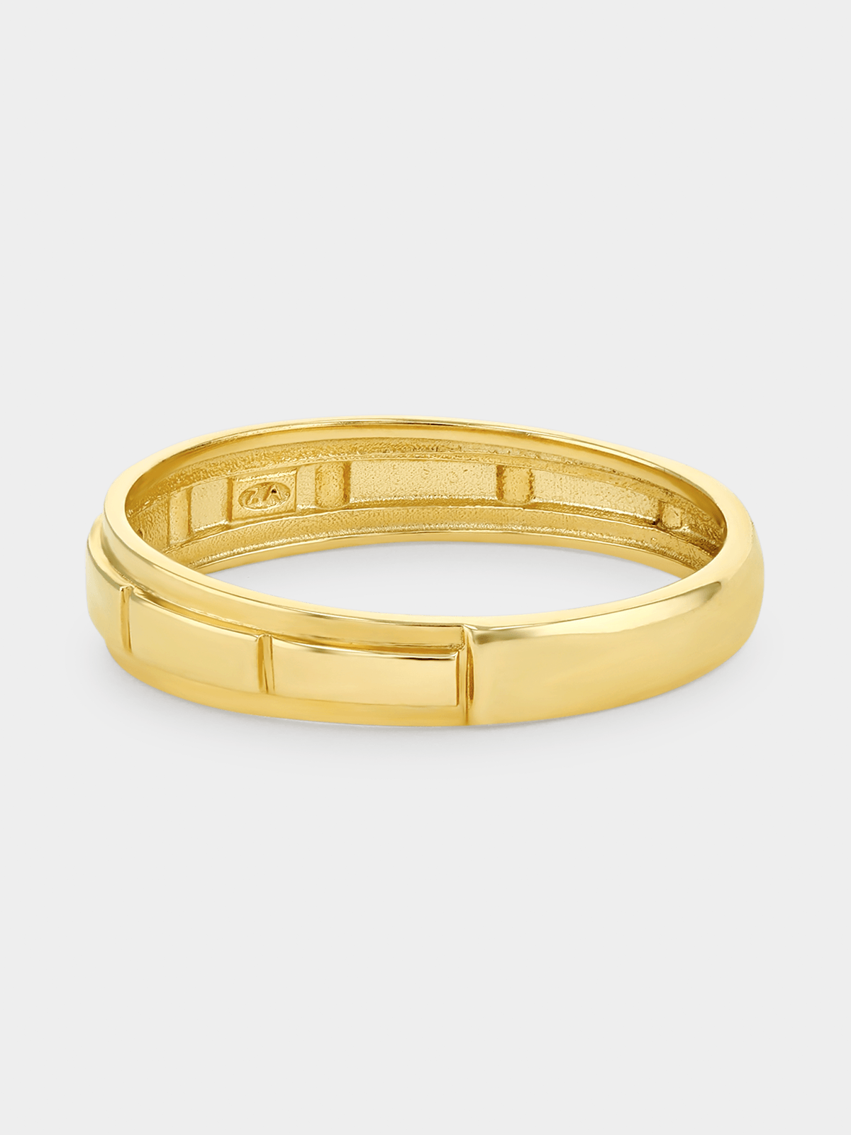 Yellow Gold Diamond Rectangle Vertical Groove Ring | Bash