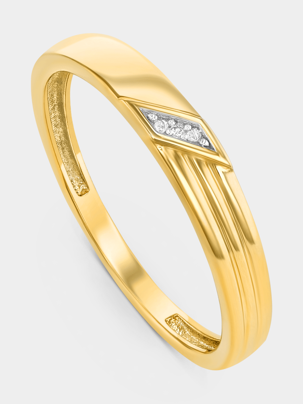 Yellow Gold Earth Grown Diamond Diagonal Ring | Bash