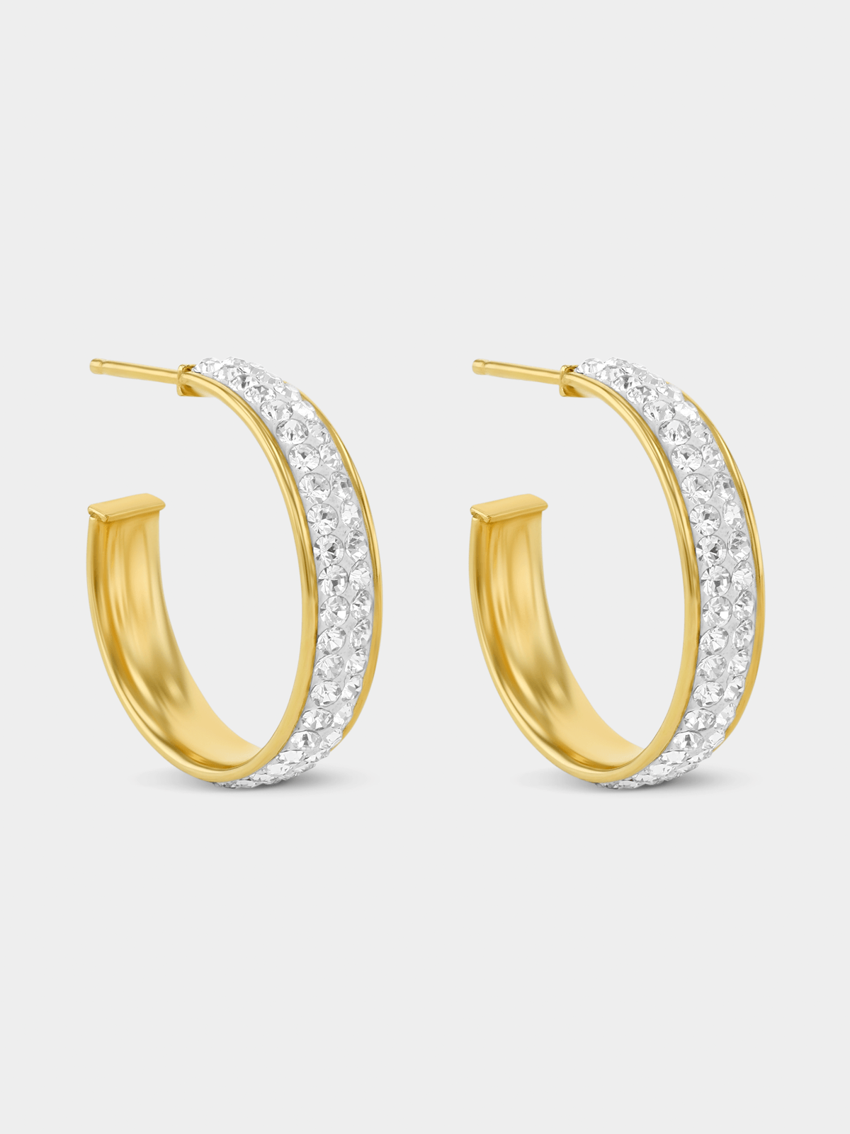 Yellow Gold & Sterling Silver Crystal Open Hoop Earrings | Bash