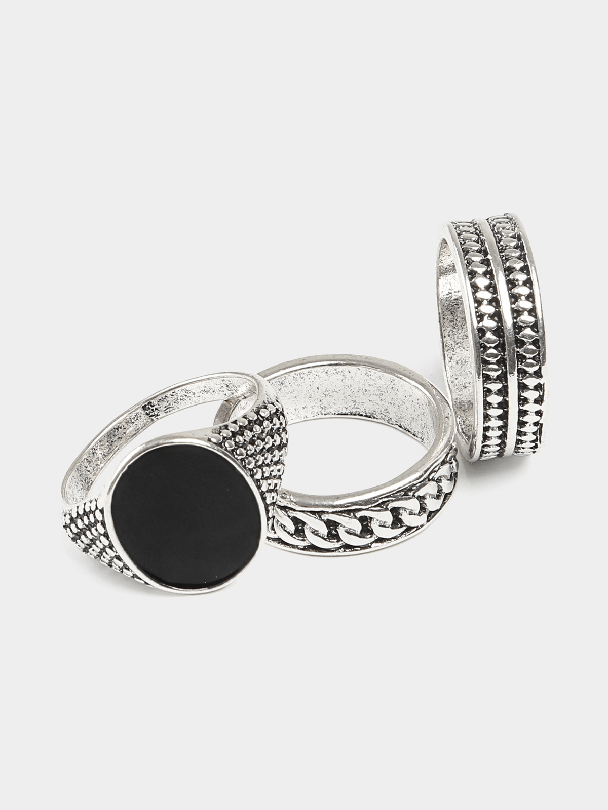 Men's Markham Crystal Signet Silver Ring Set | Bash