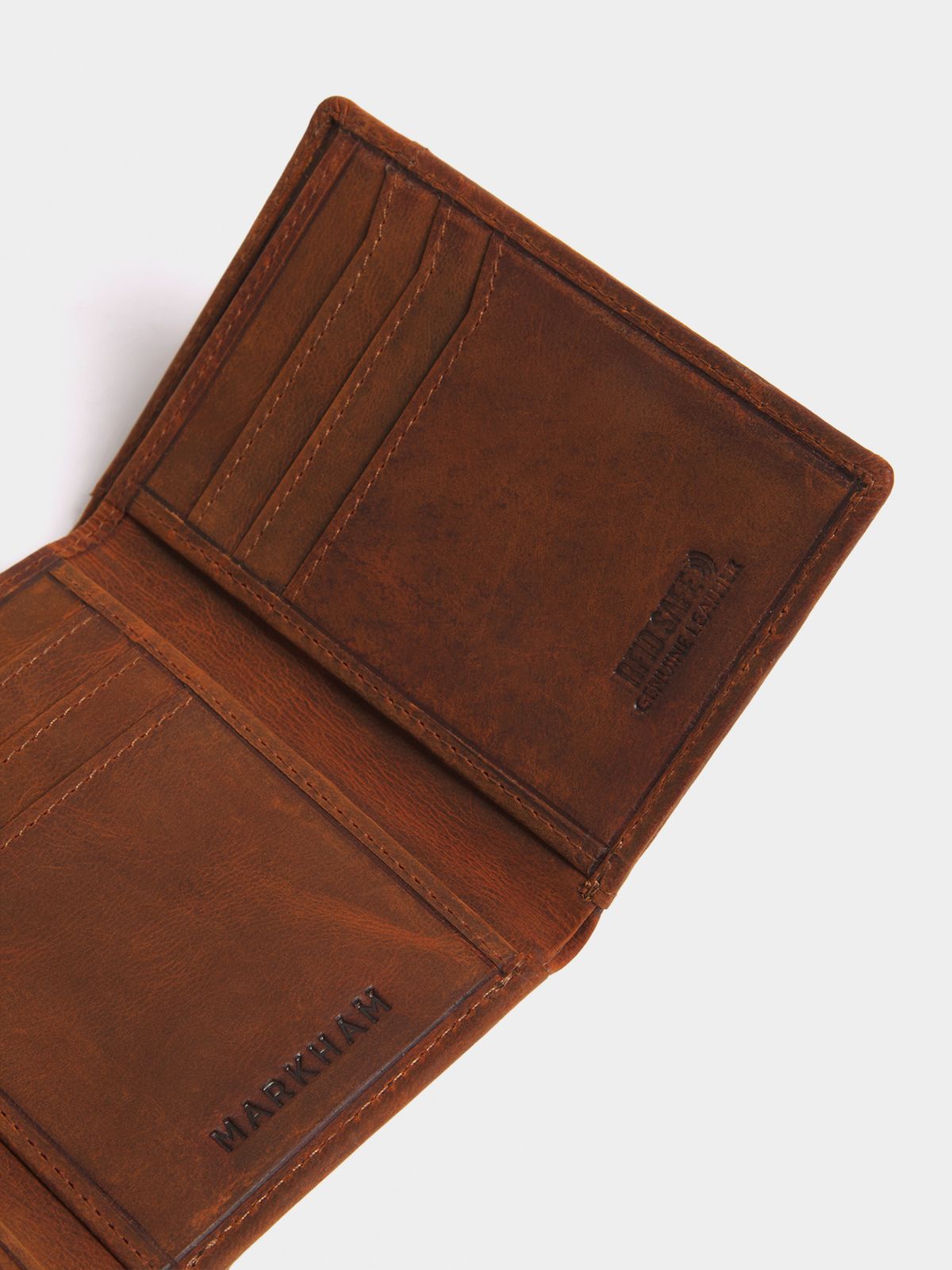 Markham Men's Distressed Leather Tan Foldover Wallet | Bash