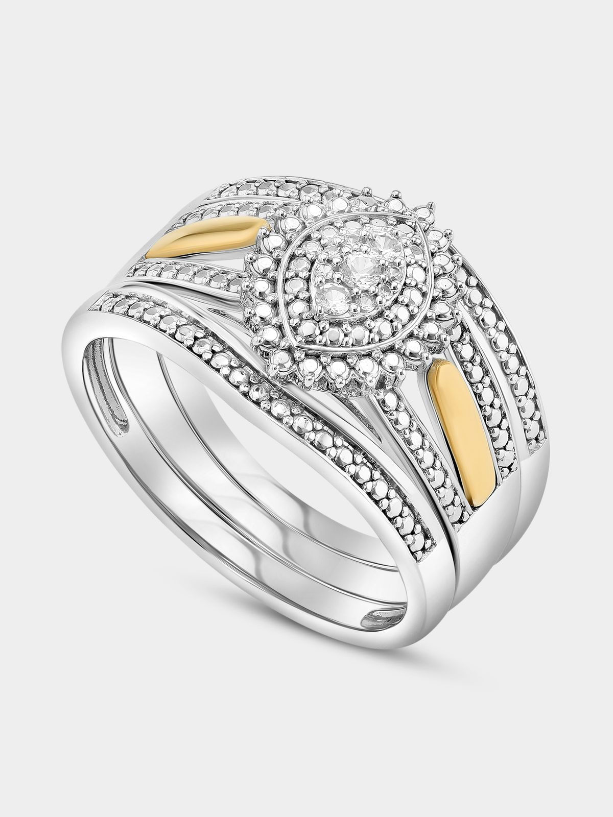Yellow Gold & Sterling Silver Sapphire Marquise Tripset Ring | Bash