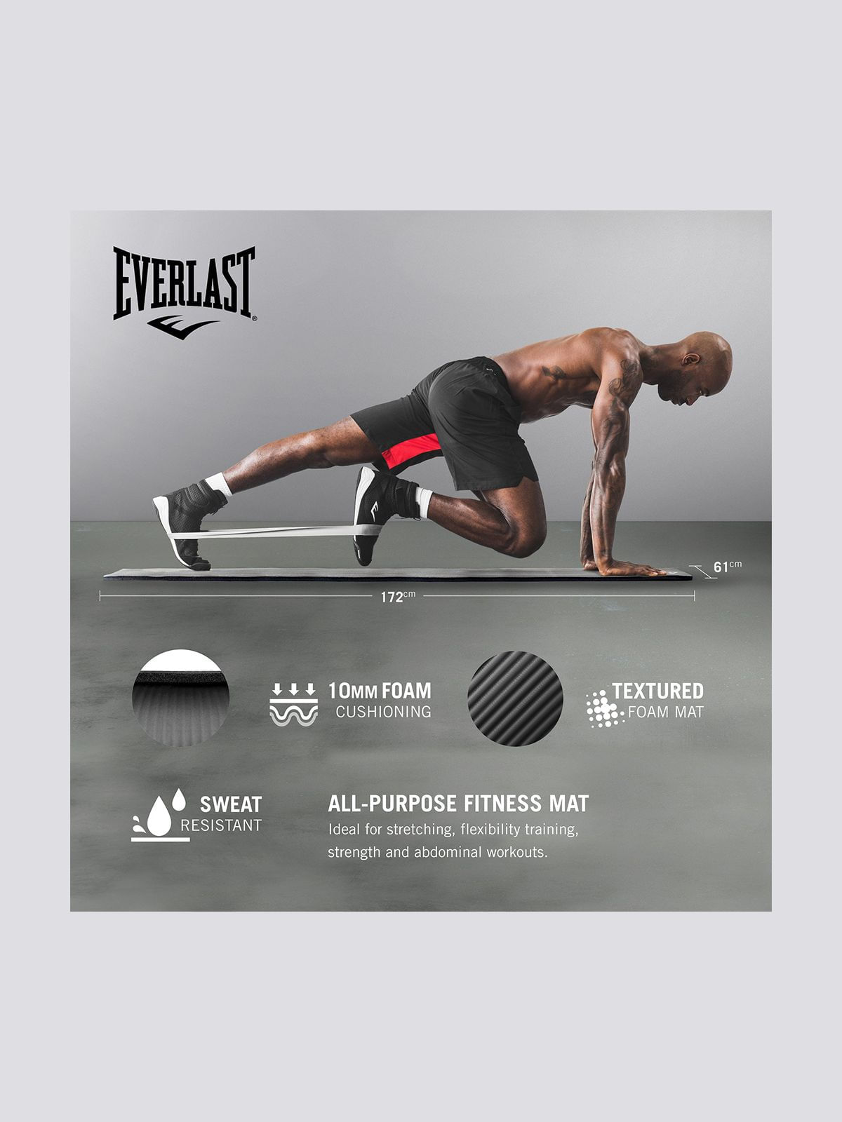 Everlast 10mm NBR Black Exercise Mat | Bash