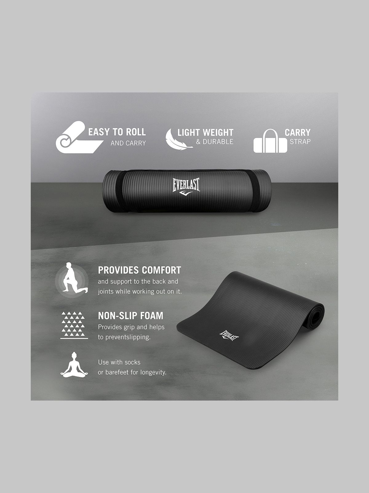 Everlast 10mm NBR Black Exercise Mat | Bash