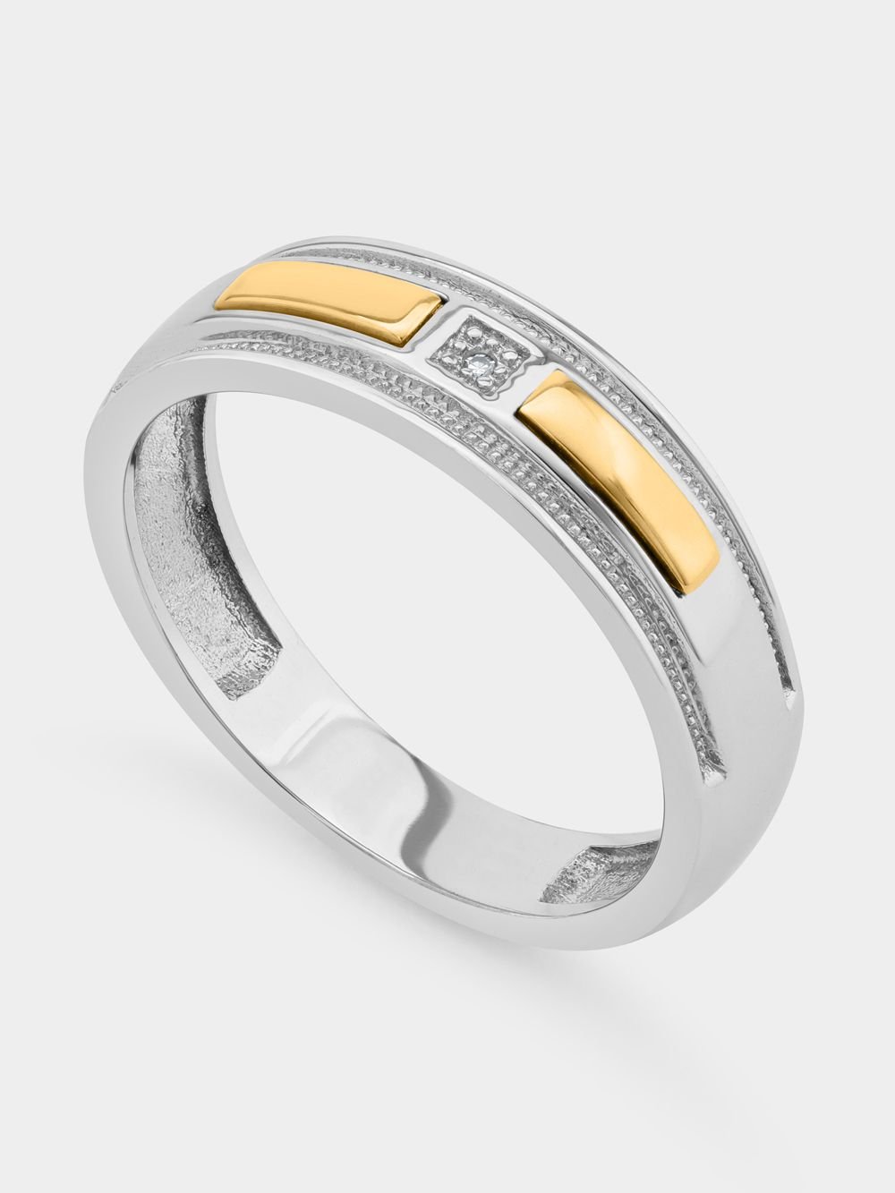 Yellow Gold & Sterling Silver Diamond Men's Ring | Bash