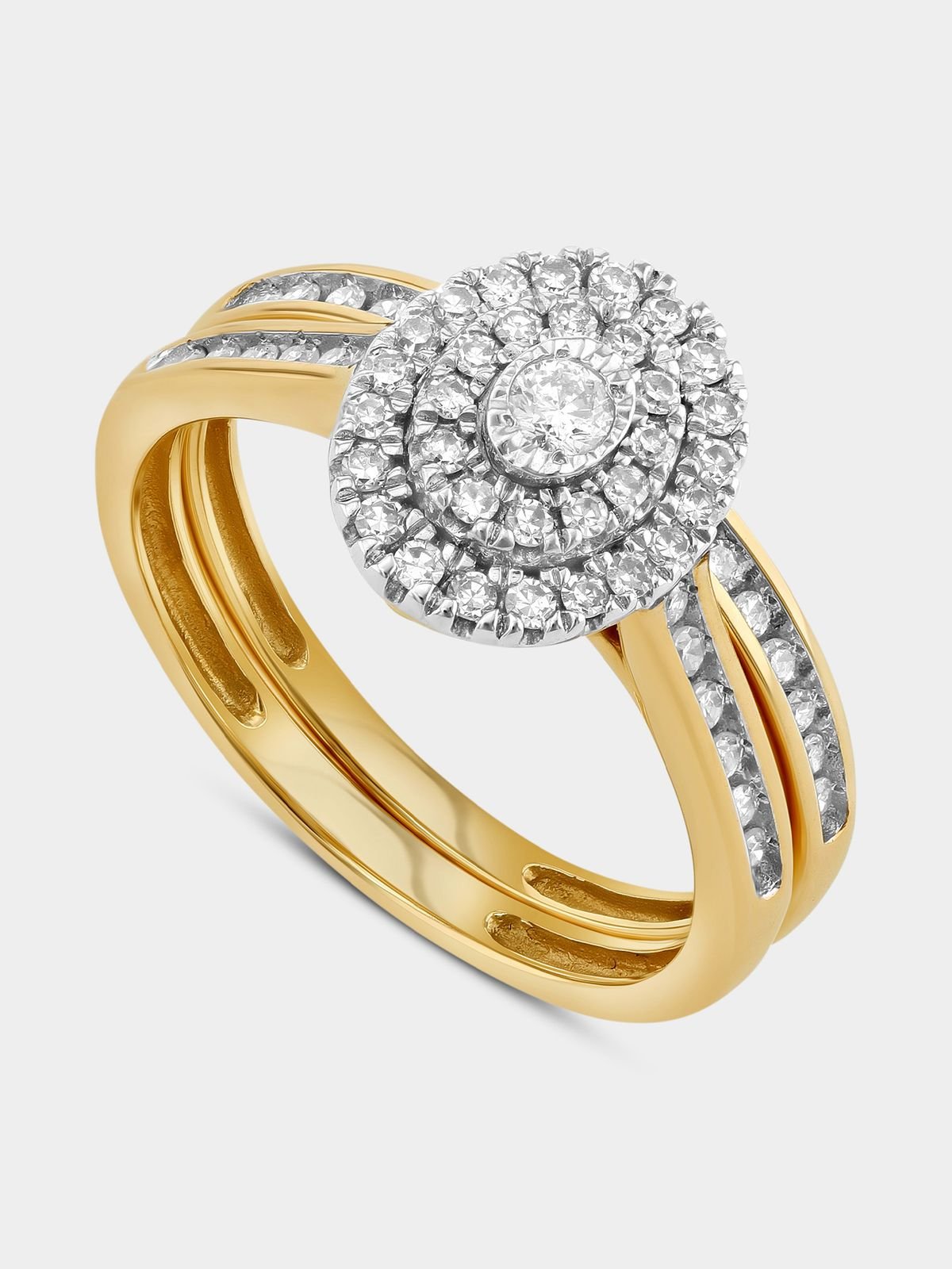 Yellow Gold 0.4ct Lab Grown Diamond Oval Halo Twinset Ring | Bash