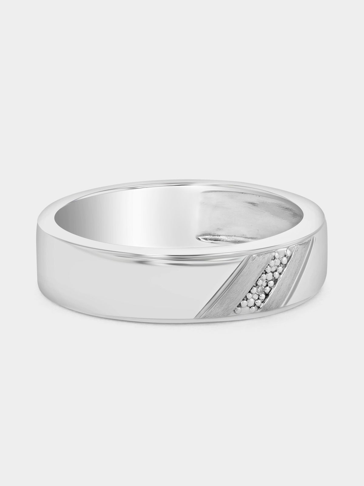 Sterling Silver Earth Grown Diamond Diagonal Design Ring | Bash