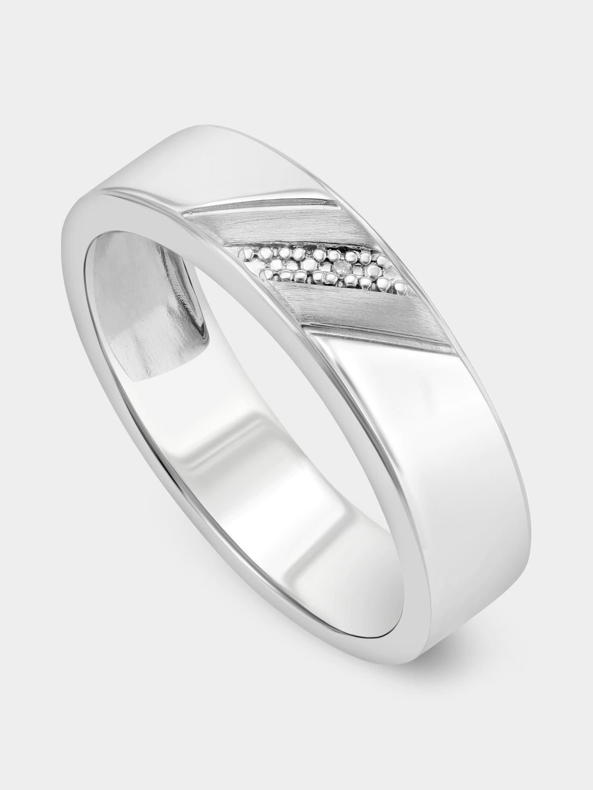 Sterling Silver Earth Grown Diamond Diagonal Design Ring | Bash