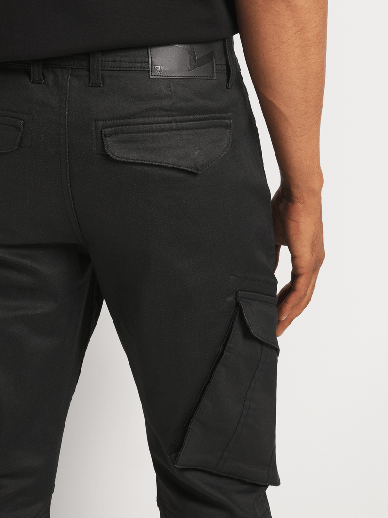 Relay Jeans Men's Tapered Utility Coated Black Denim | Bash