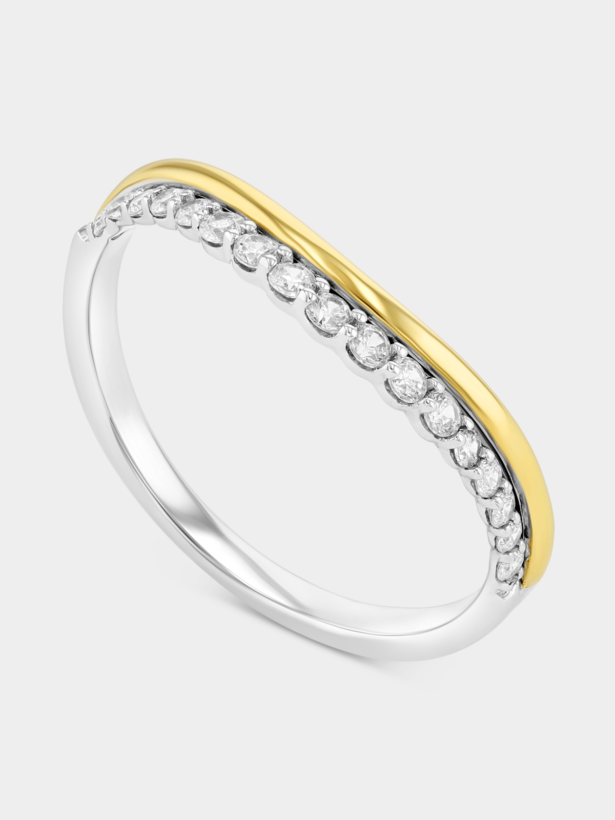 Sterling Silver & Yellow Gold 0.27ct Lab Grown Diamond Curved Ring | Bash
