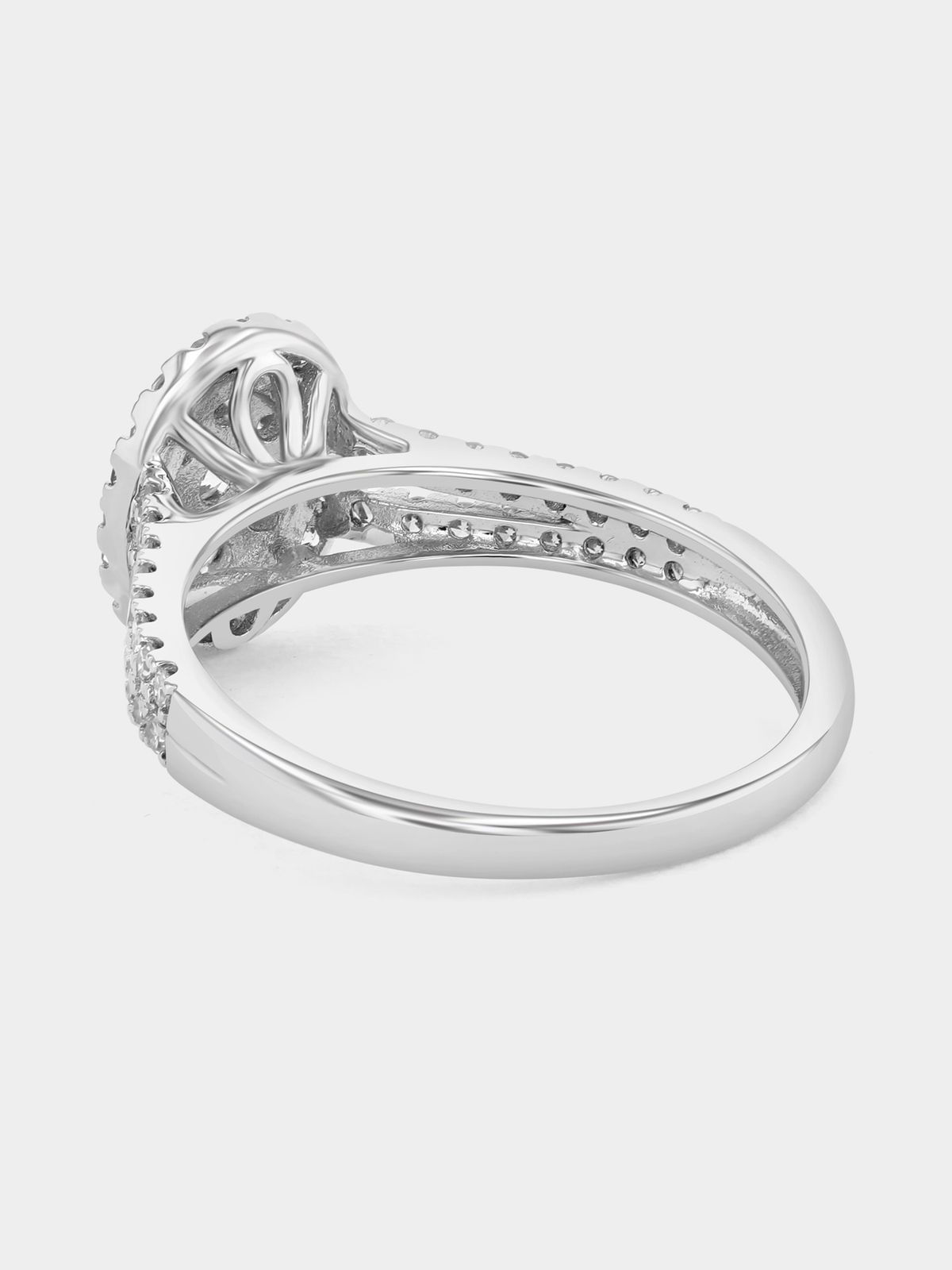 White Gold 0.6ct Lab Grown Diamond Oval Halo Cluster Ring | Bash