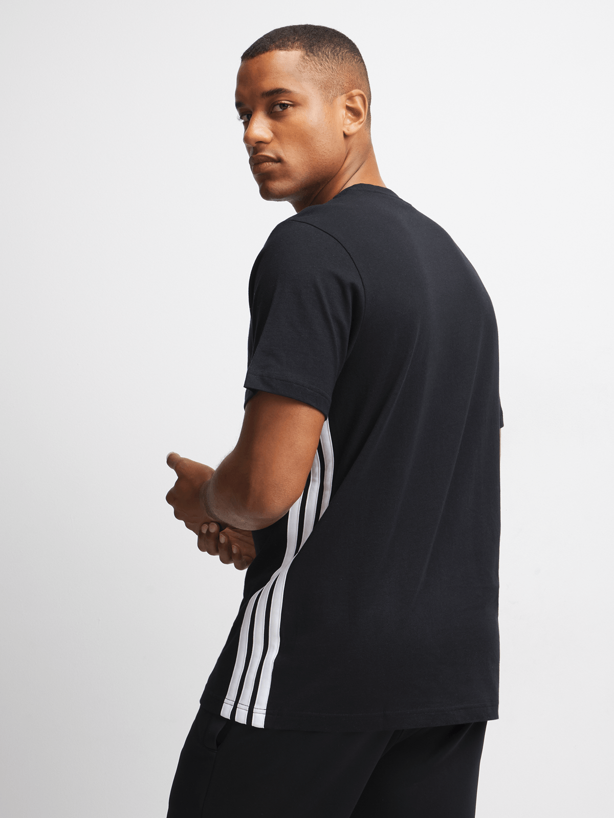 adidas Mens 3-Stripes Black Tee | Bash