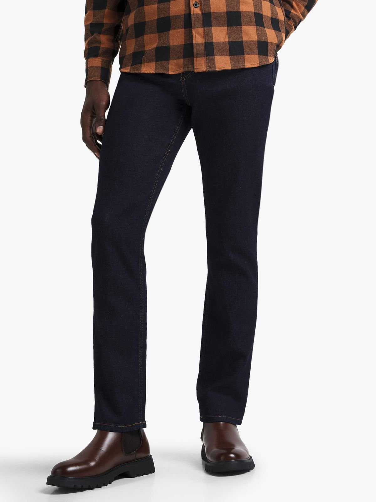 Jet Men's DD Raw Look Straight Leg Denim Jeans Black/Blue | Bash