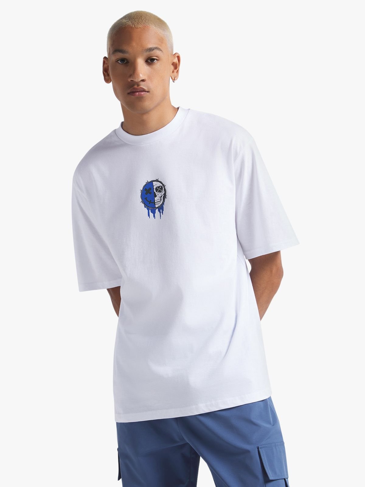 Men's White Two-Faced Graphic Top | Bash