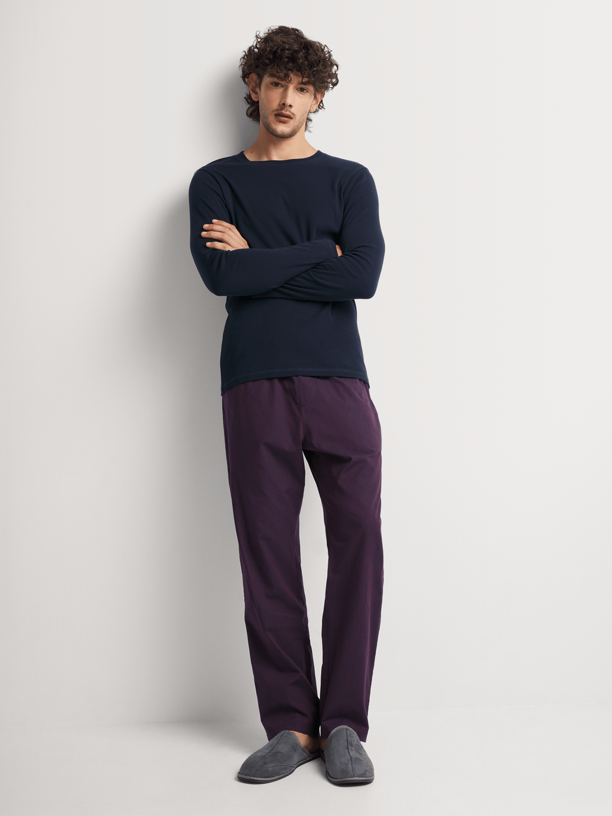 Markham Men's Striped Navy/Burgundy Sleepwear Pants | Bash