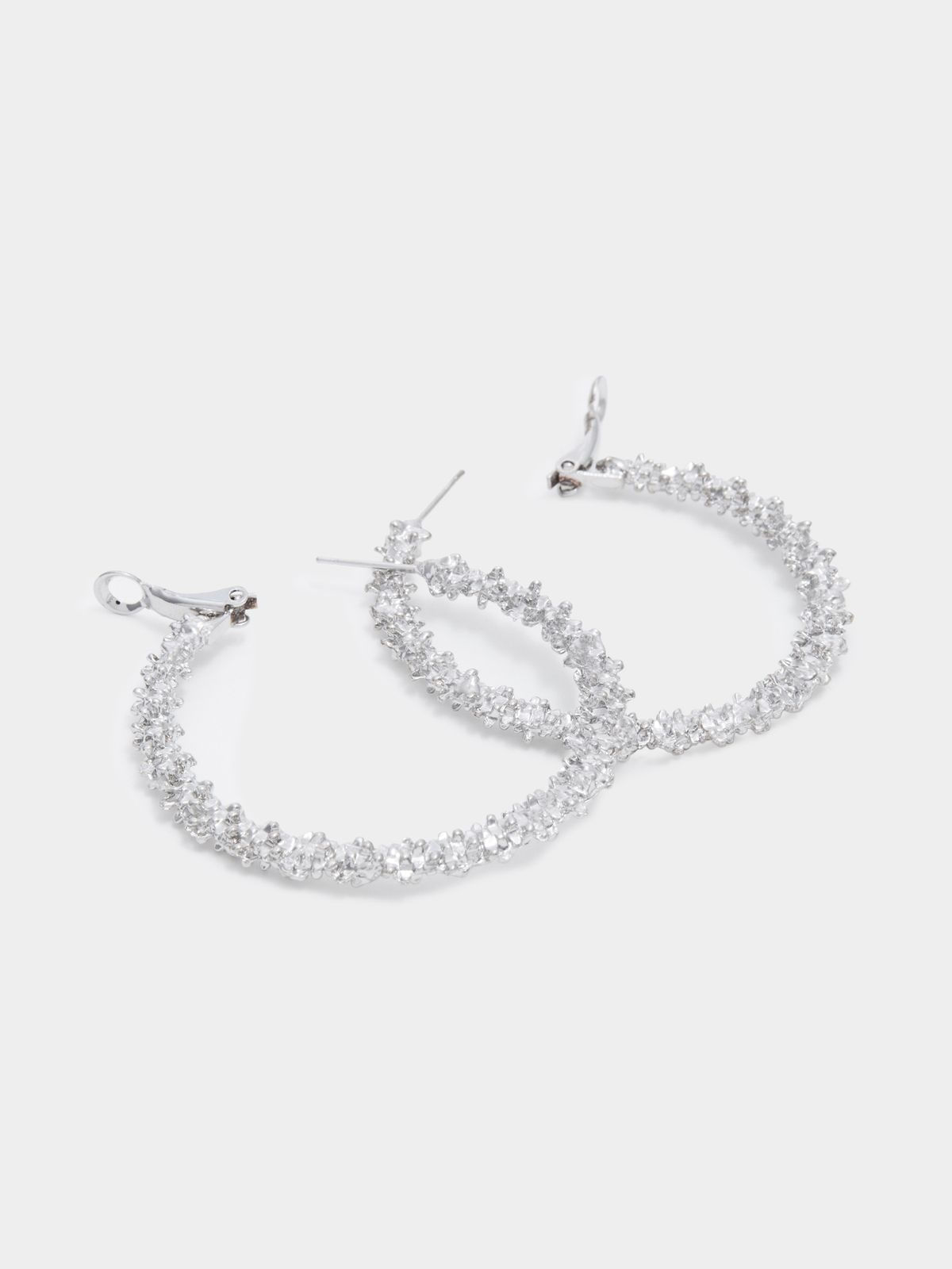The FIX Women's Silver Diamante Hoop Earrings | Bash