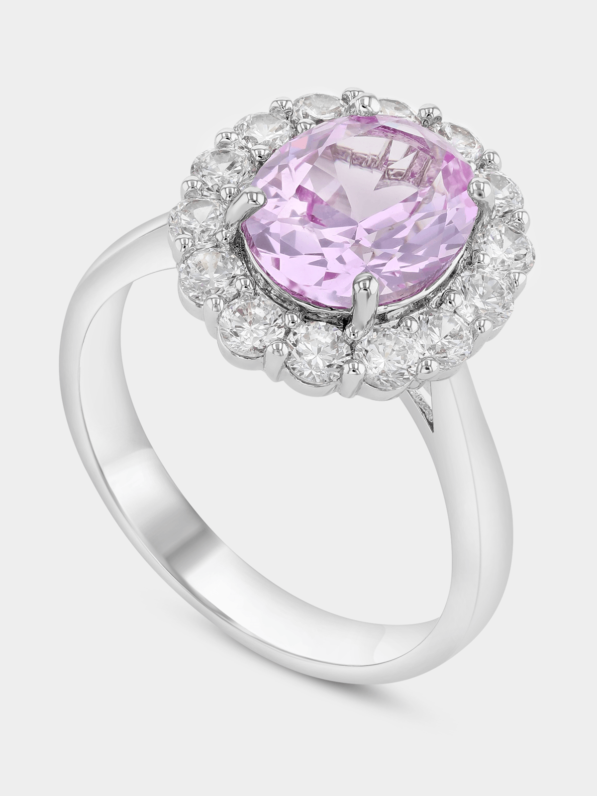 Cheté Sterling Silver Pink Sapphire Oval Halo Ring | Bash