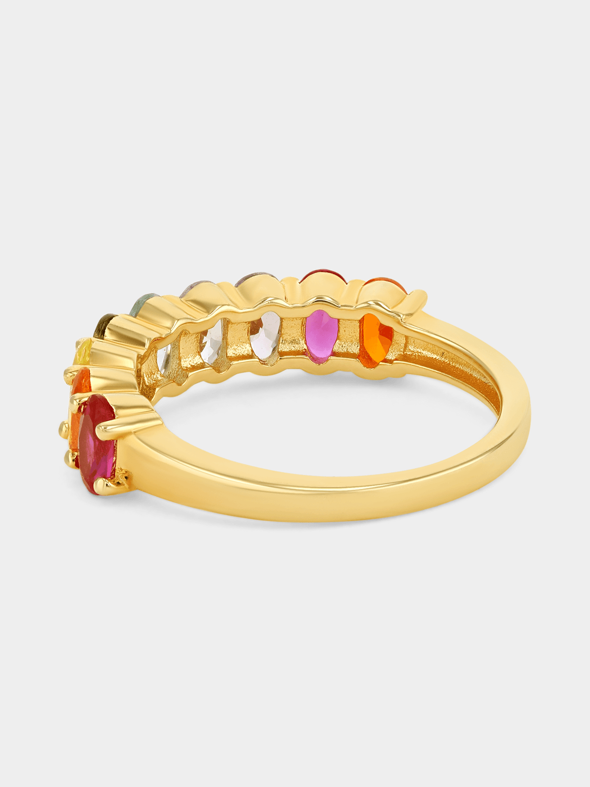 Gold Plated Sterling Silver Rainbow Cubic Zirconia Half Eternity Ring ...
