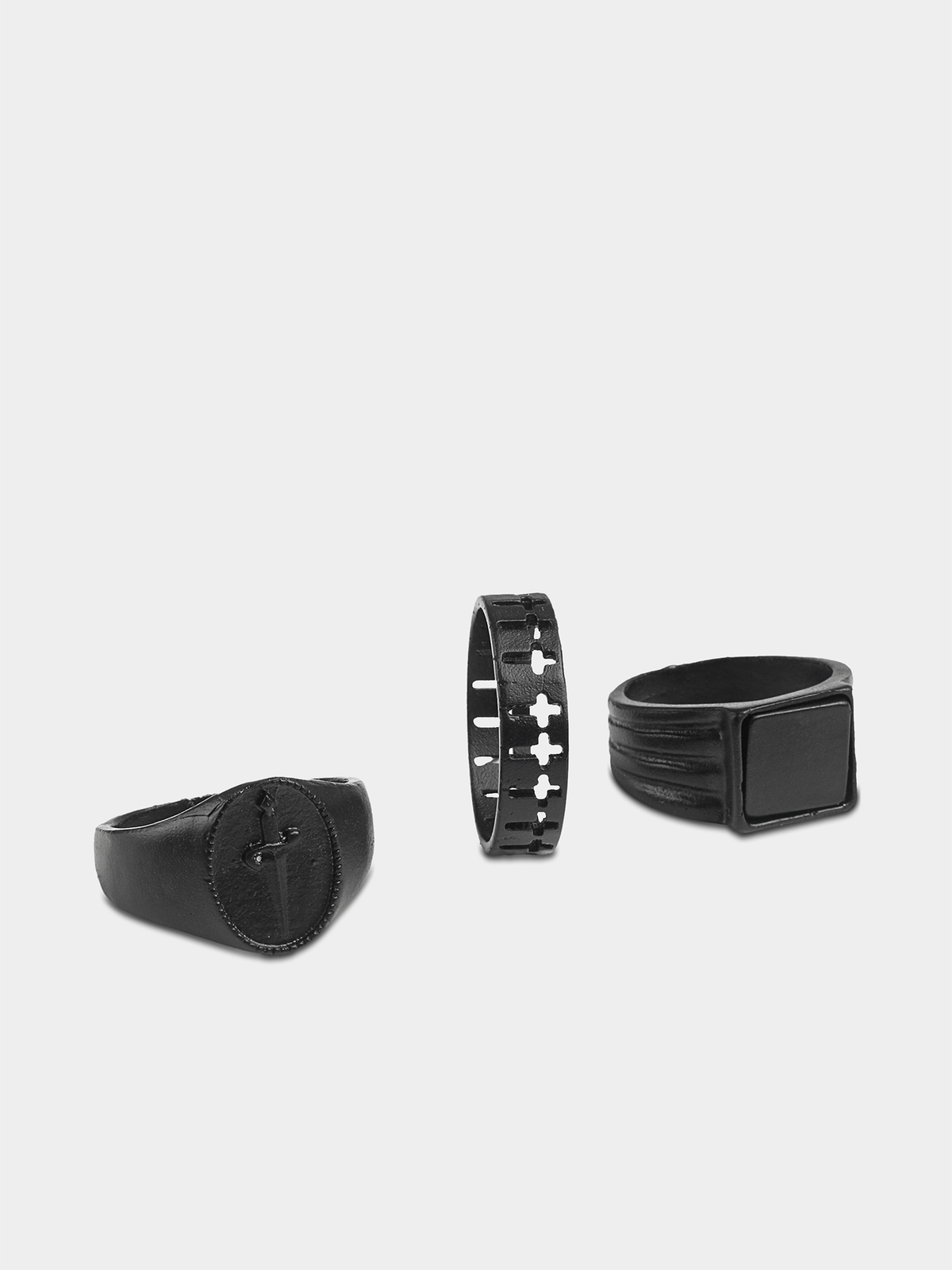 Men's Markham Double Cross Black Ring Set | Bash