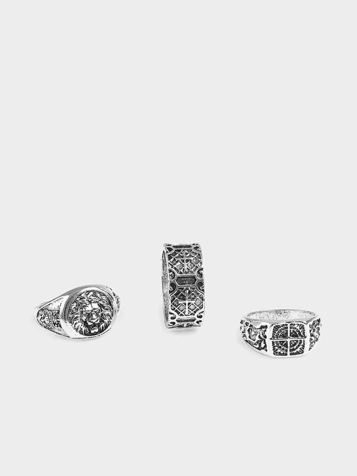 Men's Markham Medieval Lion Cross Silver Ring Pack | Bash