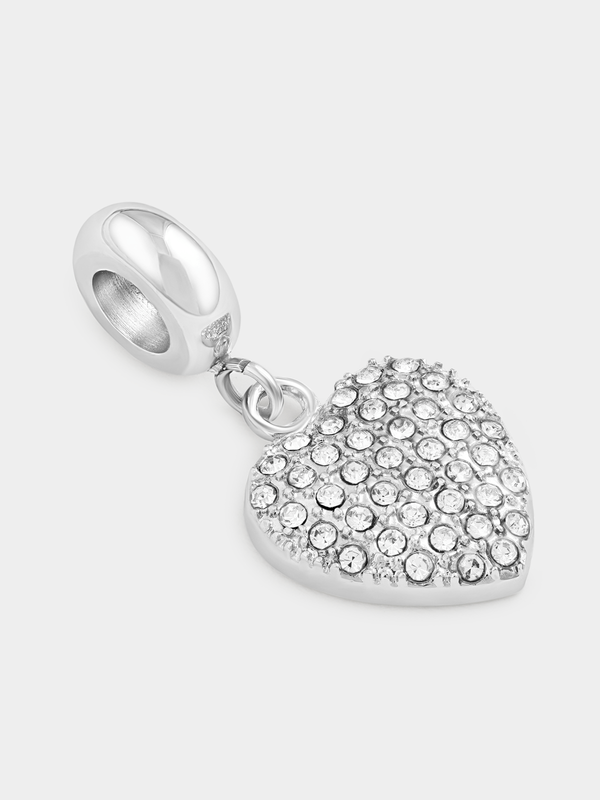 Tempo Jewellery Silver Plated Cubic Zirconia Pavé Heart Charm | Bash