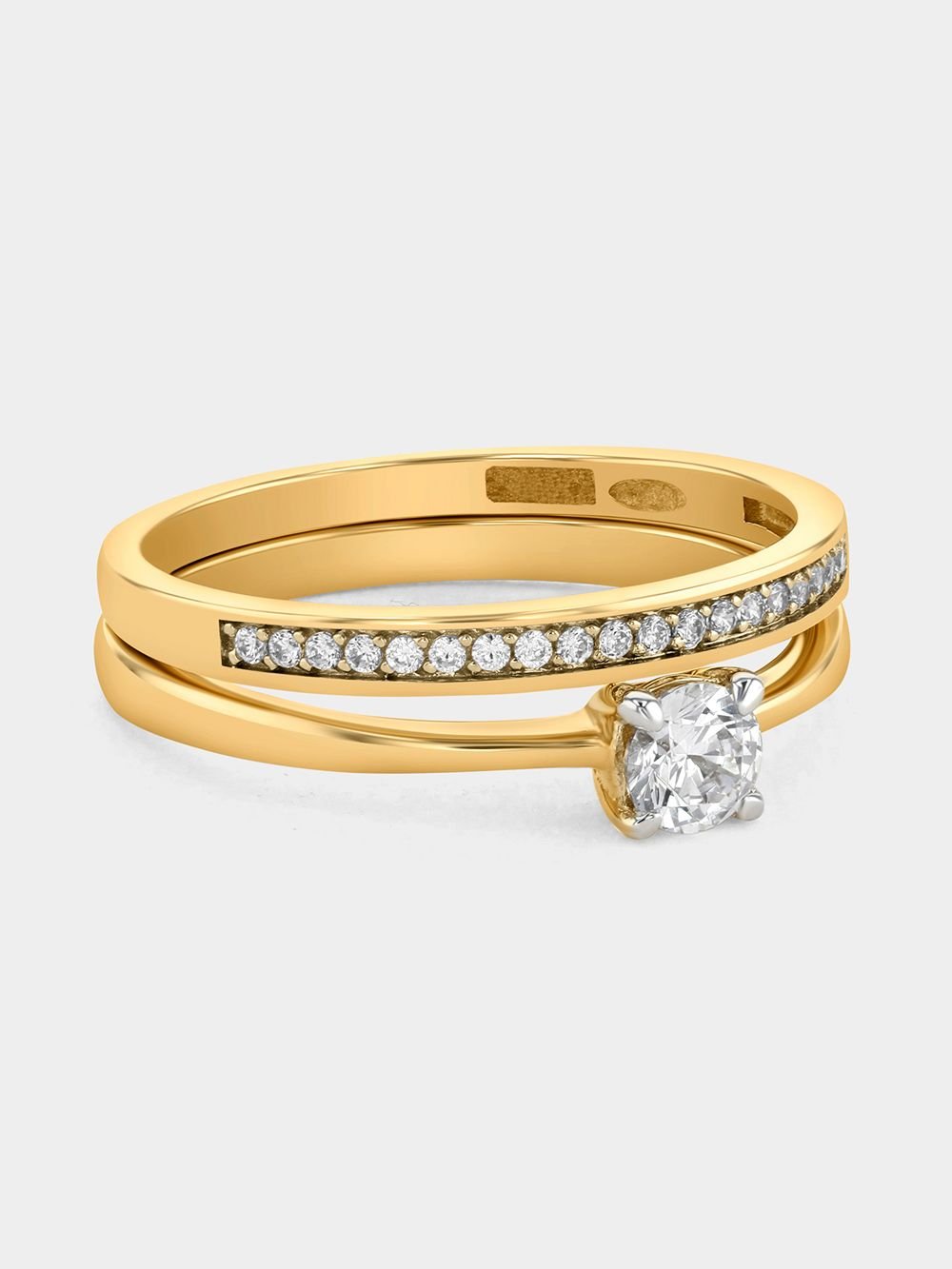 Yellow Gold 0.3ct Lab Grown Diamond Channel Twinset Ring | Bash