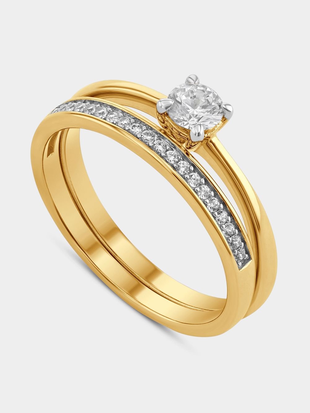Yellow Gold 0.3ct Lab Grown Diamond Channel Twinset Ring | Bash