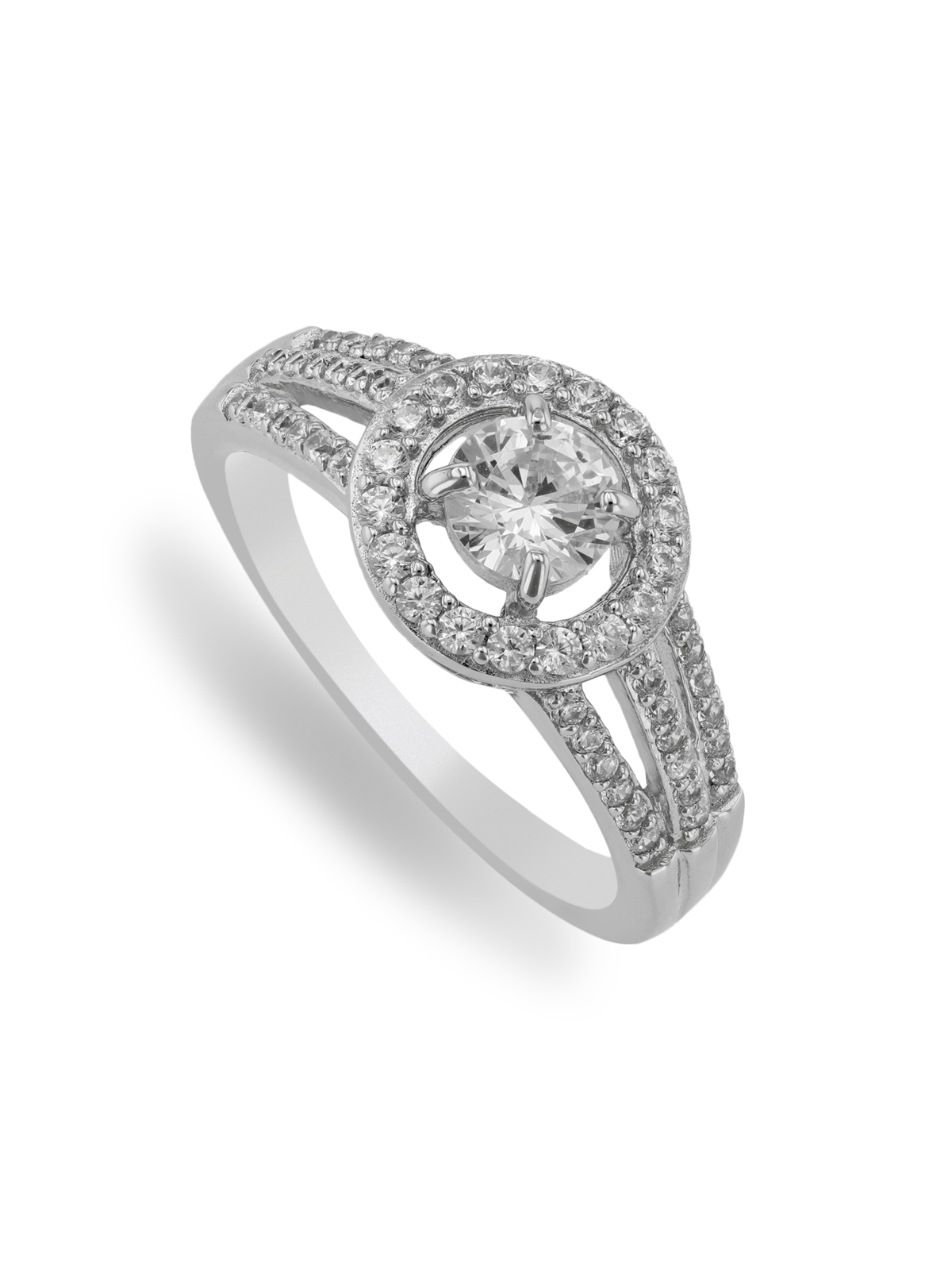 Sterling Silver Cubic Zirconia Floating Soli Halo Ring | Bash