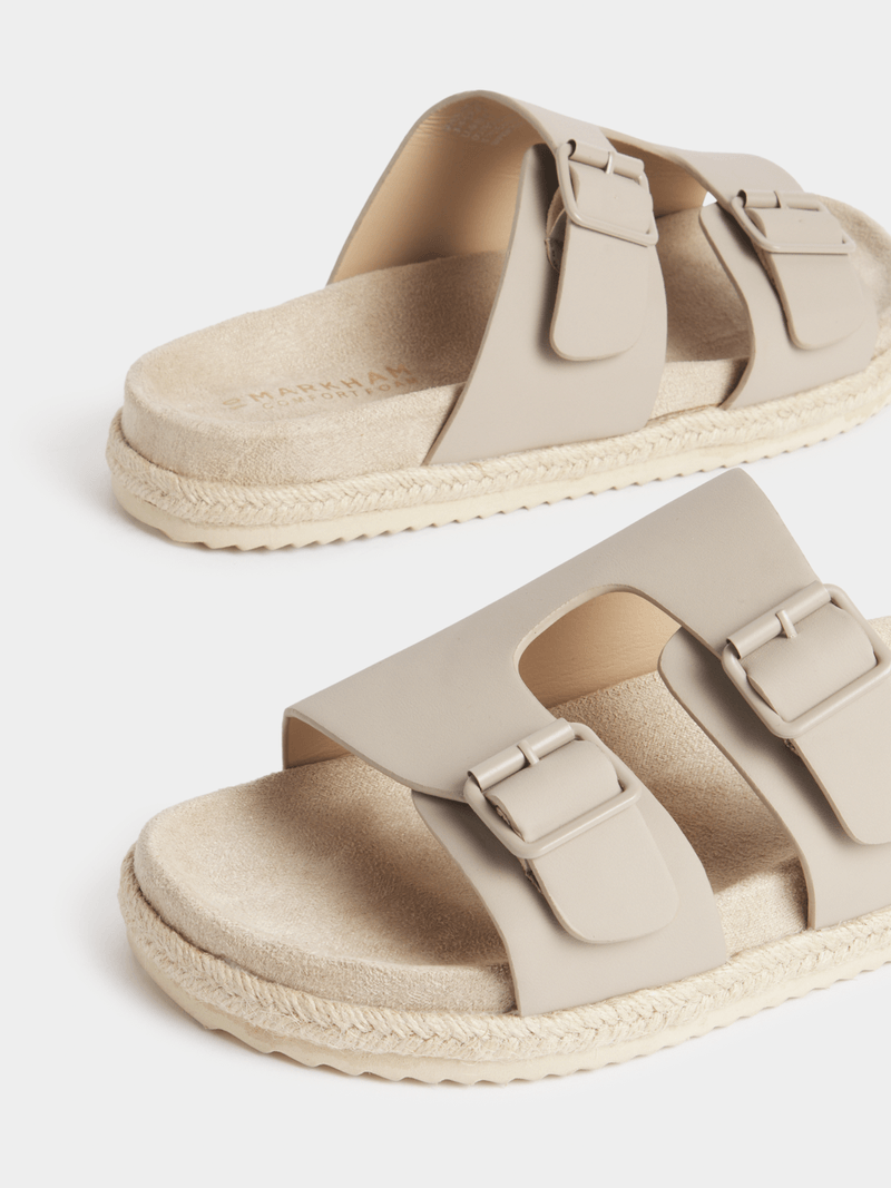 Markham Men's Double Buckle Beige Sandals | Bash