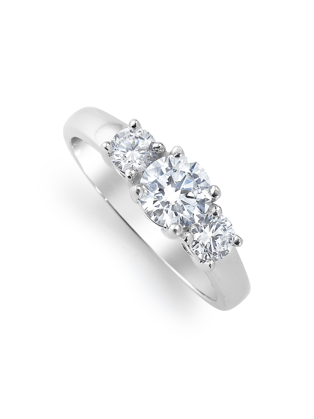 Sterling Silver & Cubic Zirconia Trilogy Ring | Bash