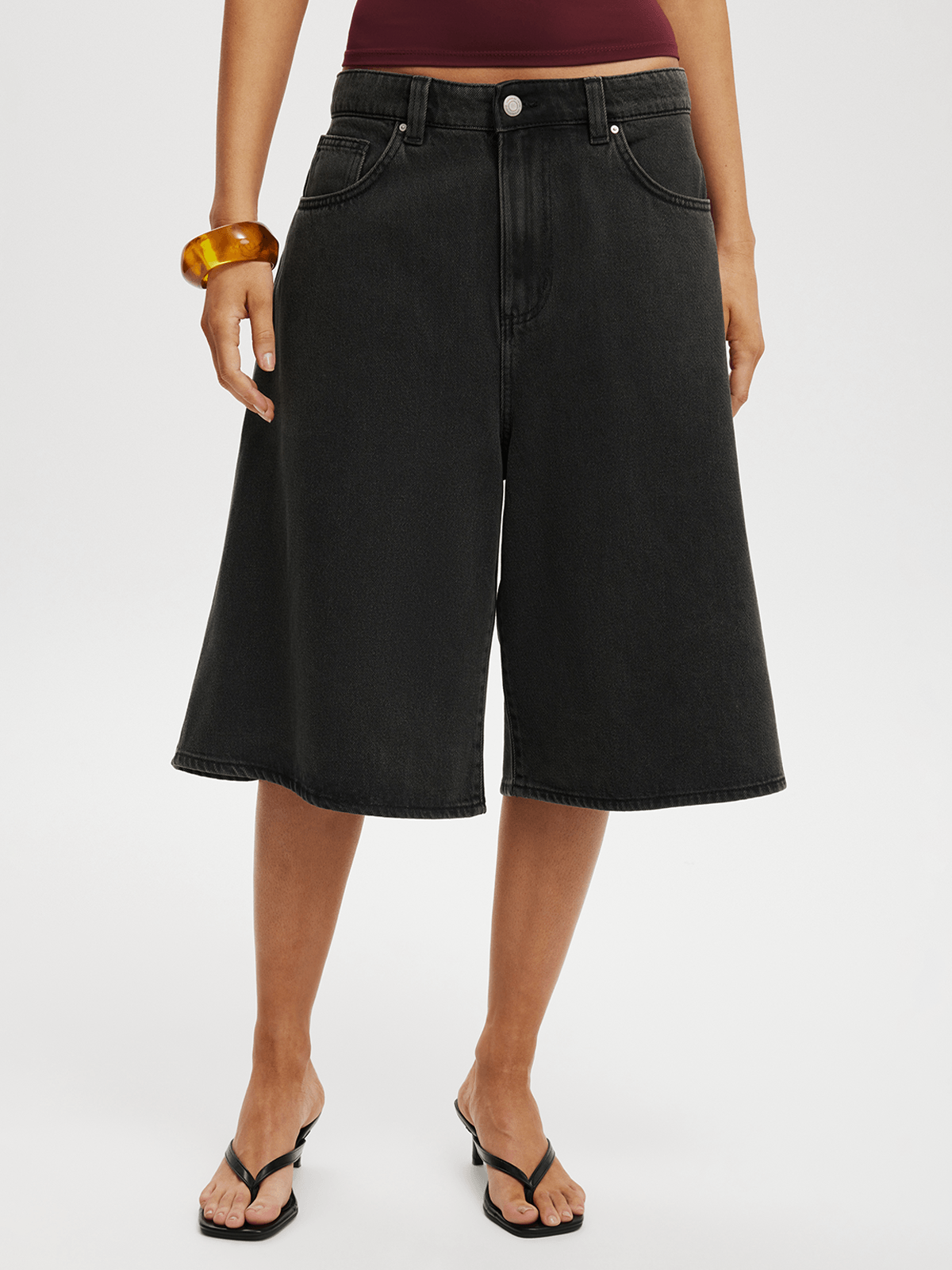 Women's Cotton On Black Lyocell Wide Denim Jorts | Bash