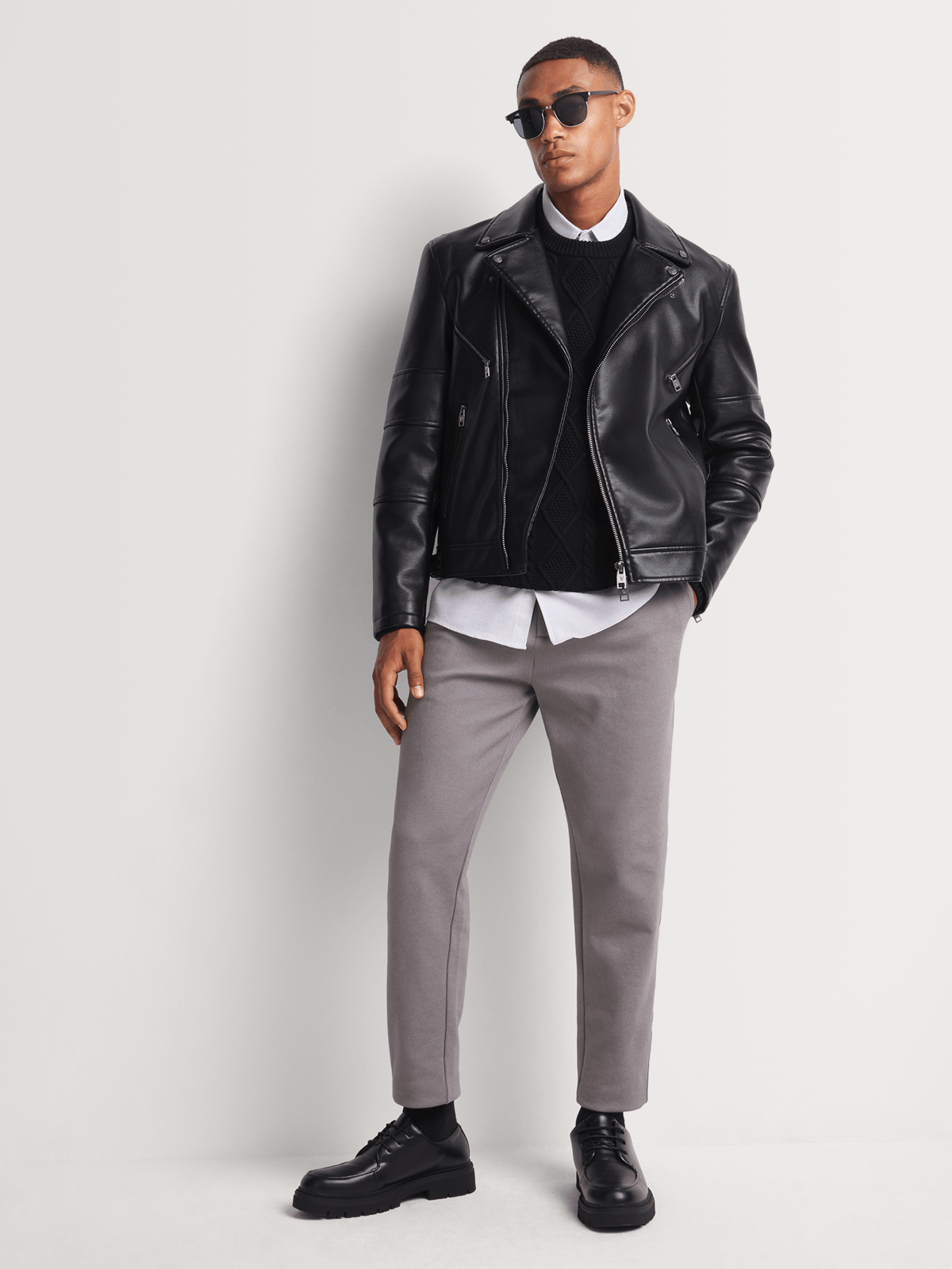 Markham Men's Neo Pleather Updated Black Biker Jacket | Bash