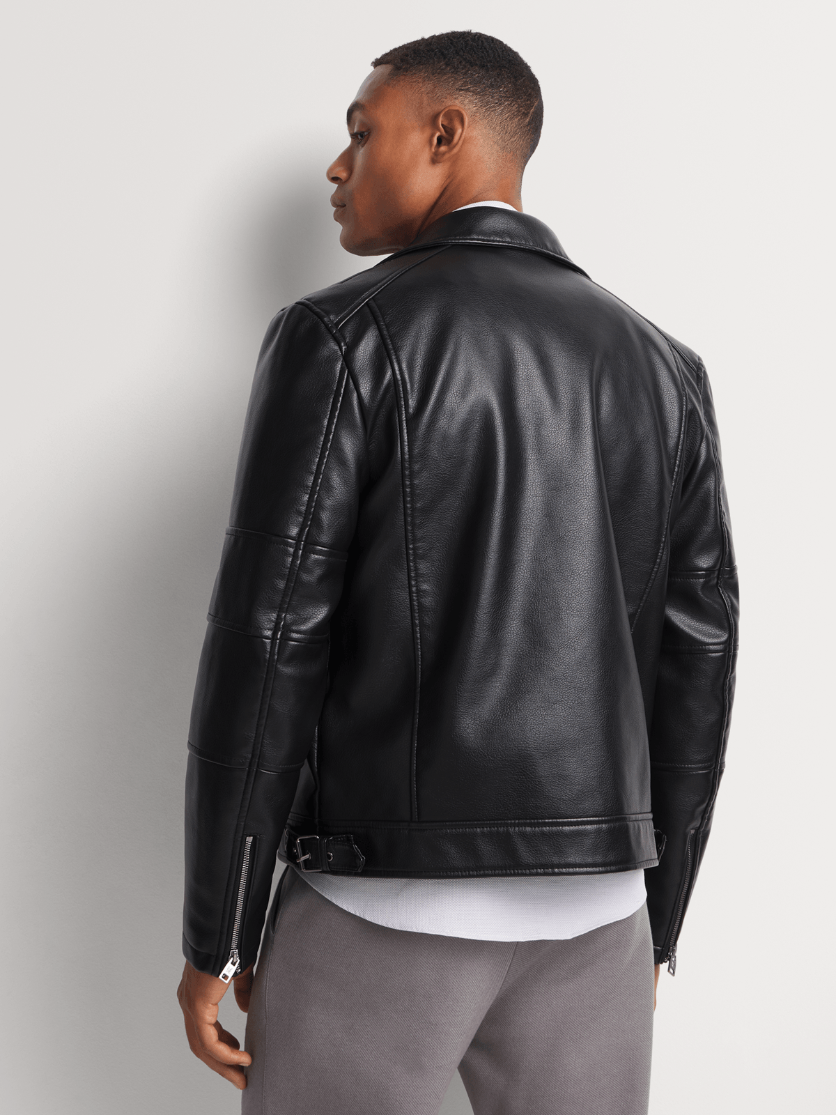 Markham Men's Neo Pleather Updated Black Biker Jacket | Bash