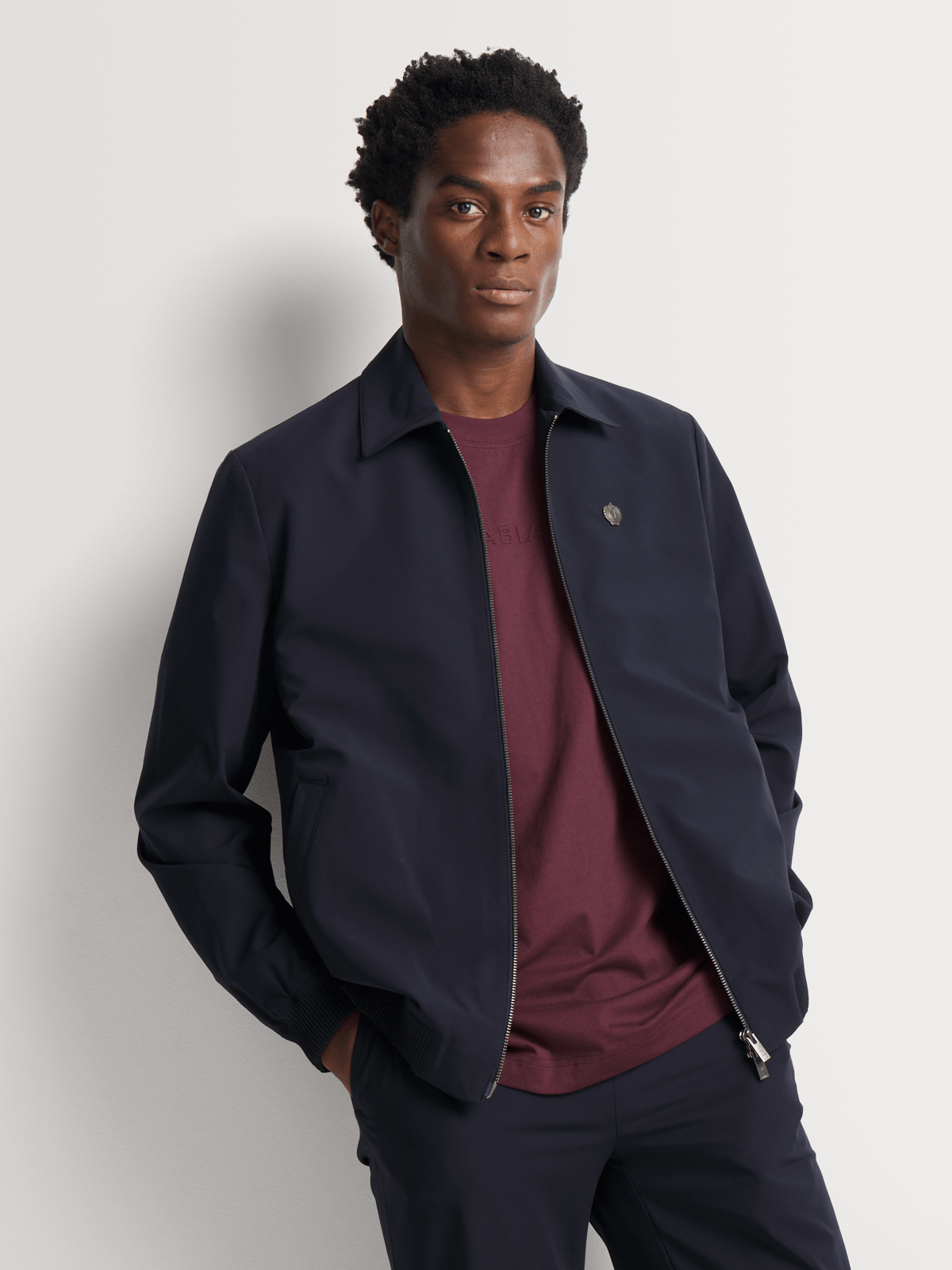Fabiani Men's Navy Harrington Jacket | Bash